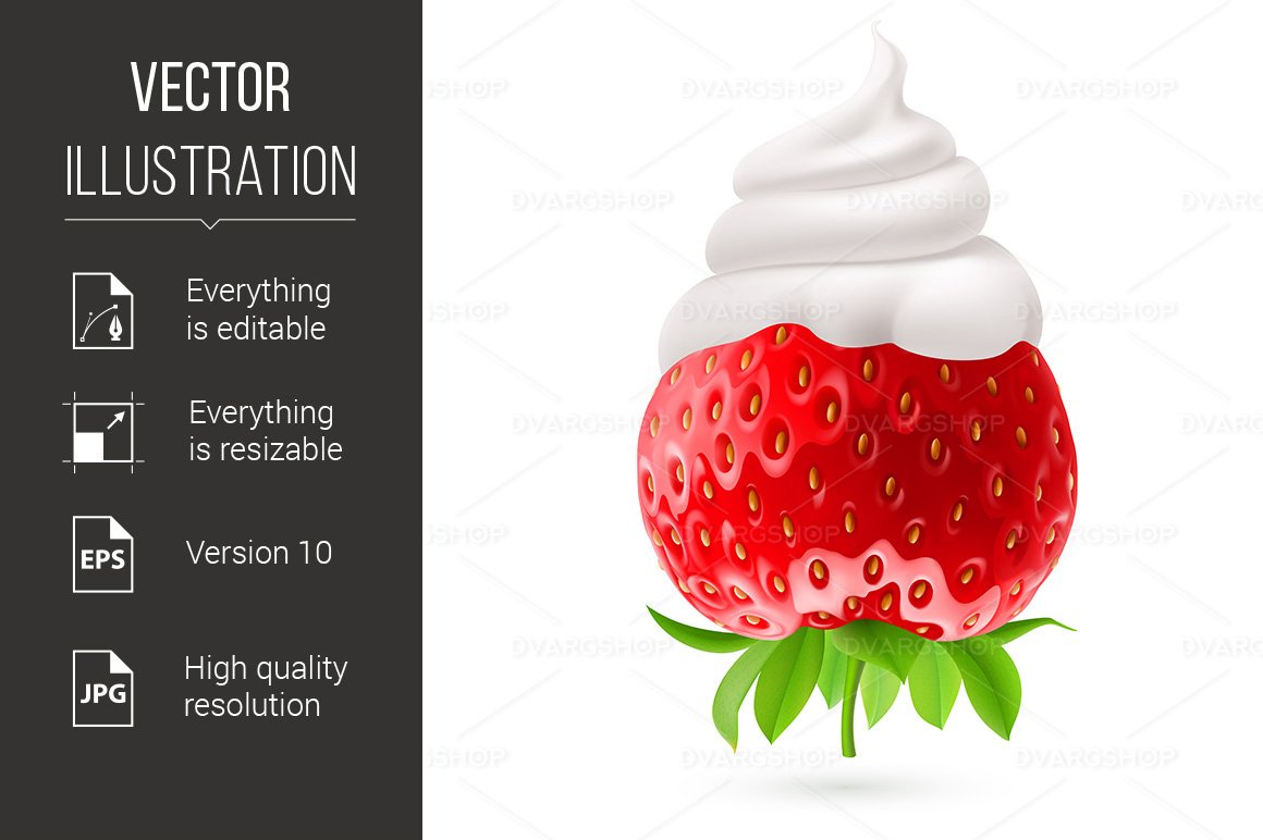 Strawberries and cream (1834584) | Vectors | Design Bundles