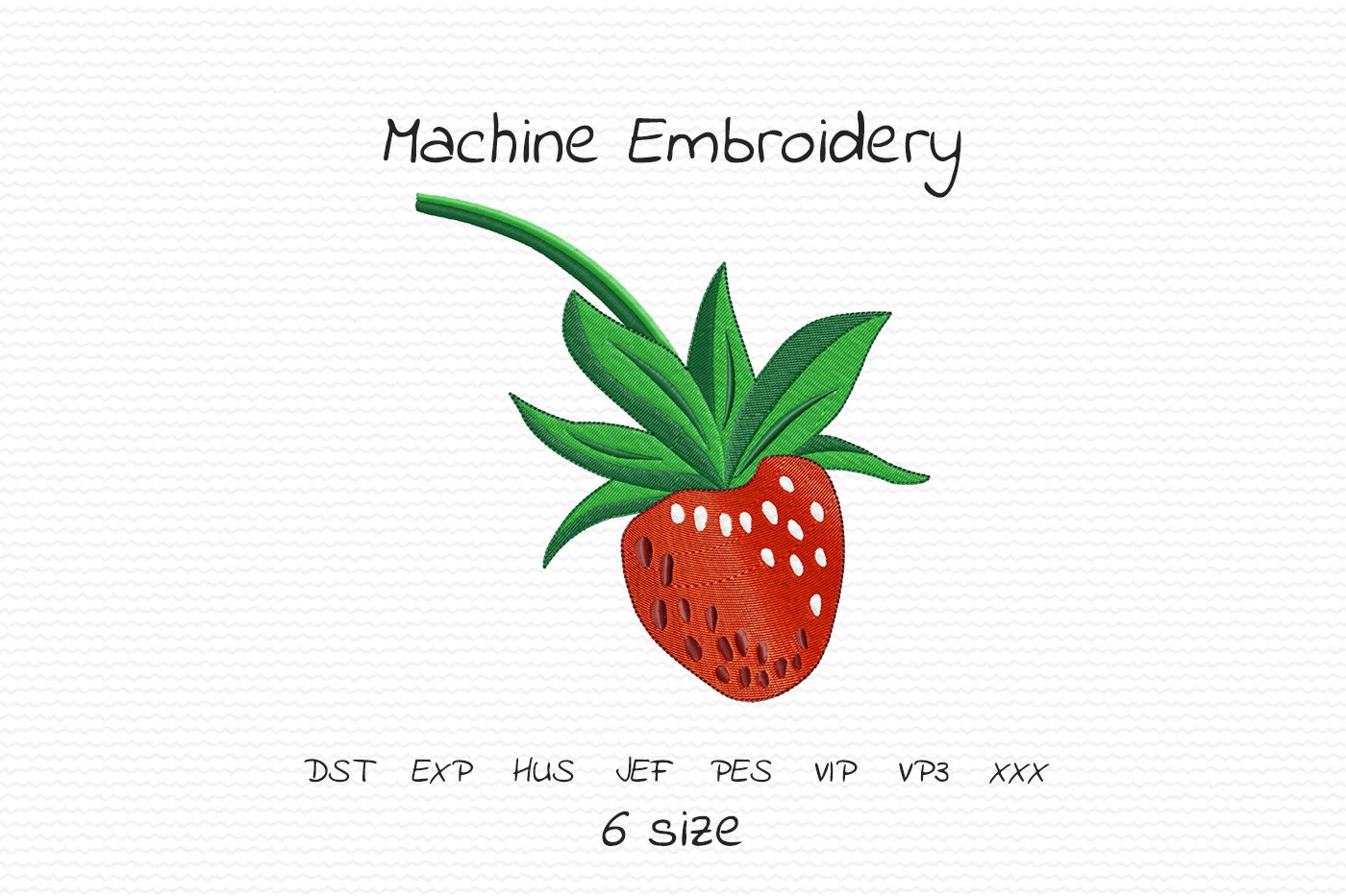 Single strawberry, cute red berry - Embroidery Design