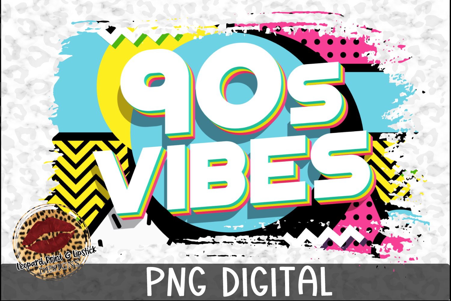 Digital 90s Nostalgia neon leopard bundle 5 png sublimation png files ...