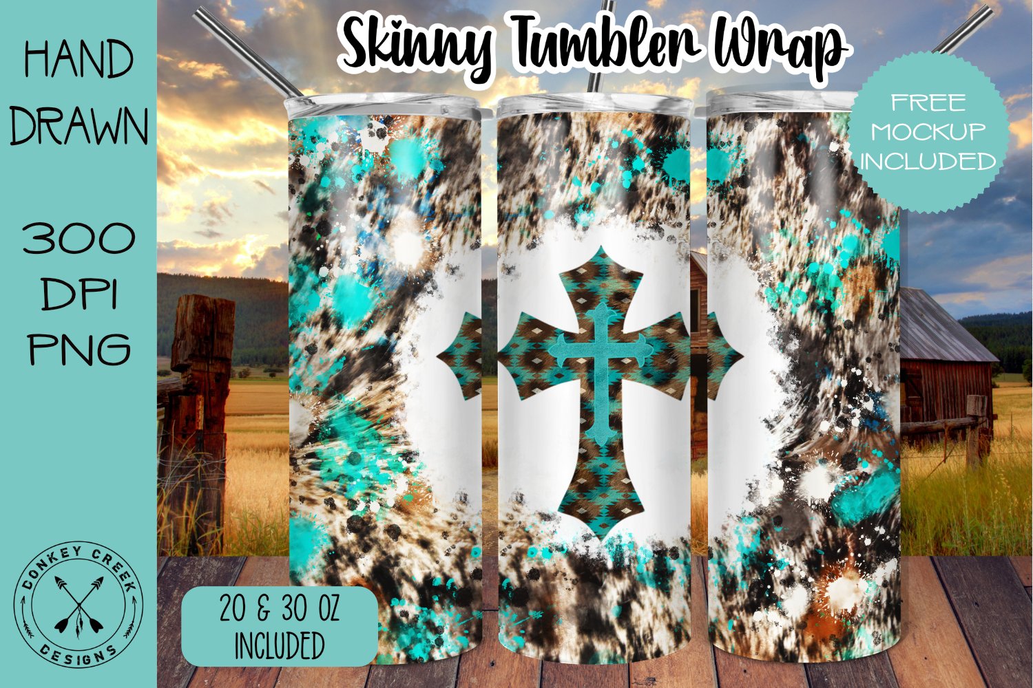 Western Cross With Turquoise Curtains