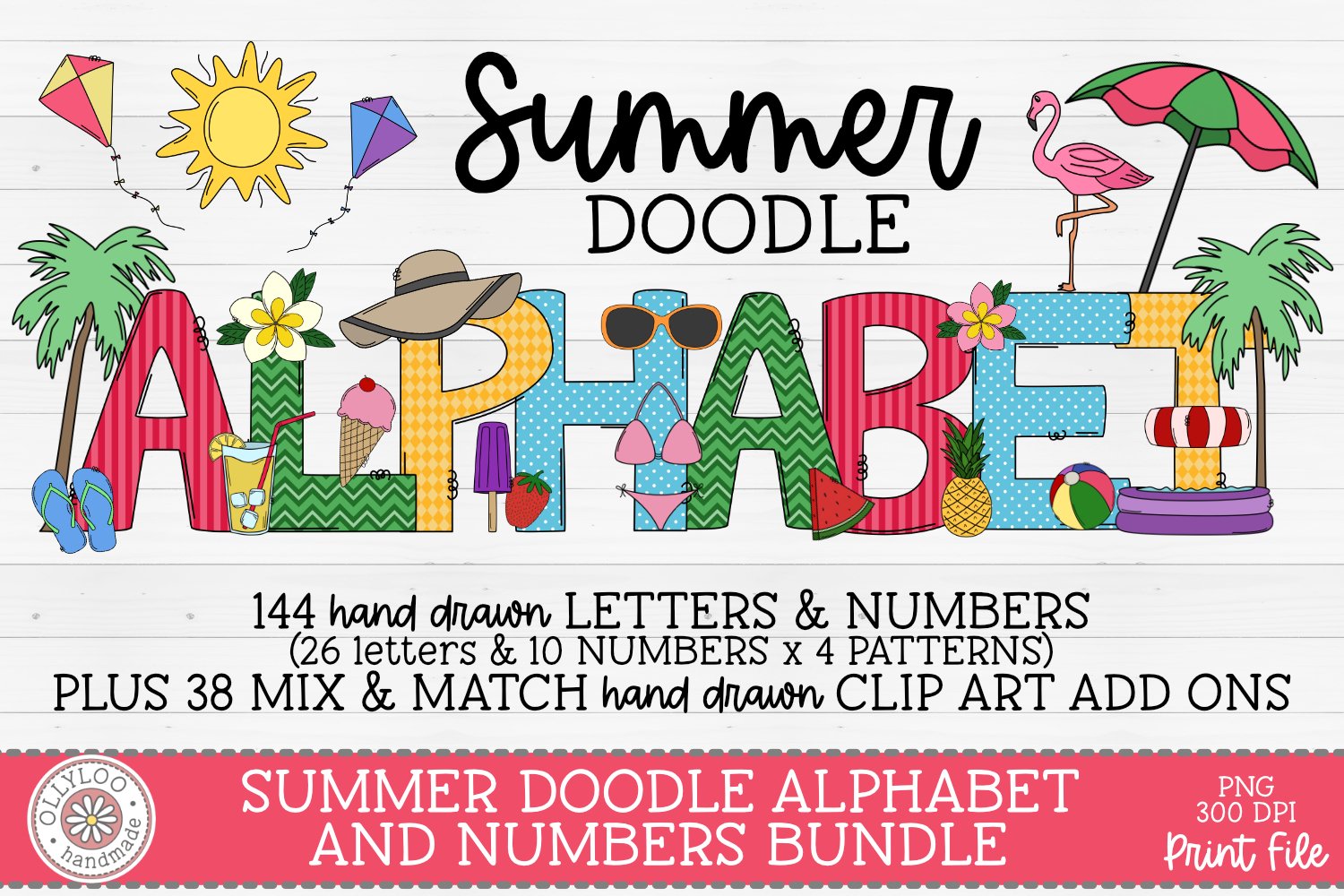 Flower Doodle Alphabet PNG Commercial Use Summer Floral Letters ...