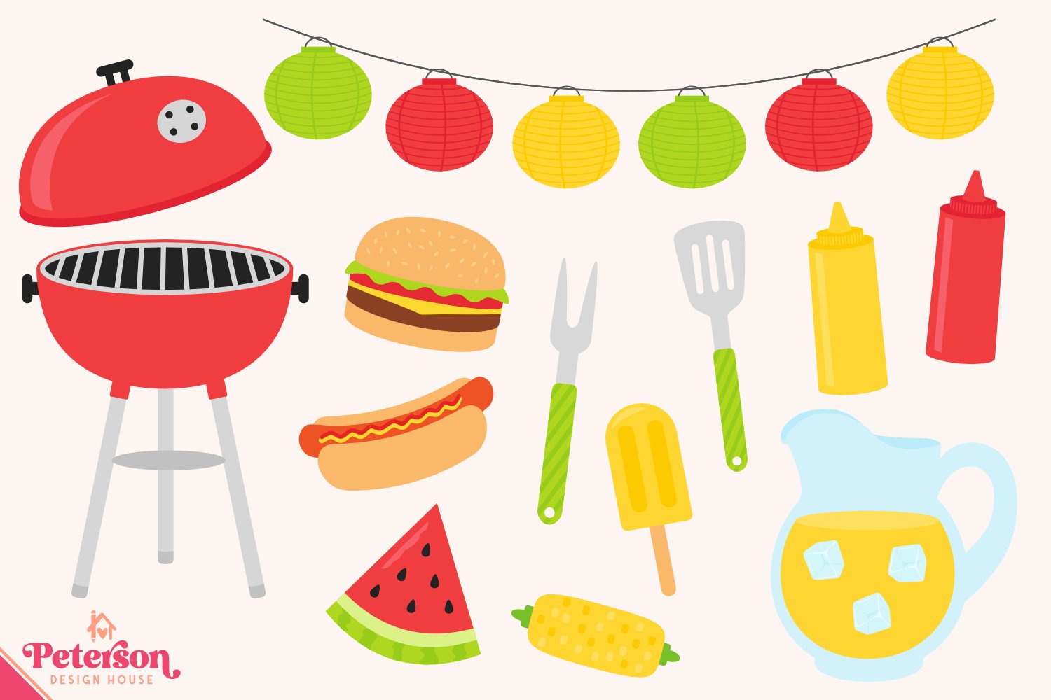 Summer Bbq Icons A Cow A Pig A Chicken Walk Into A Bar B Q The End