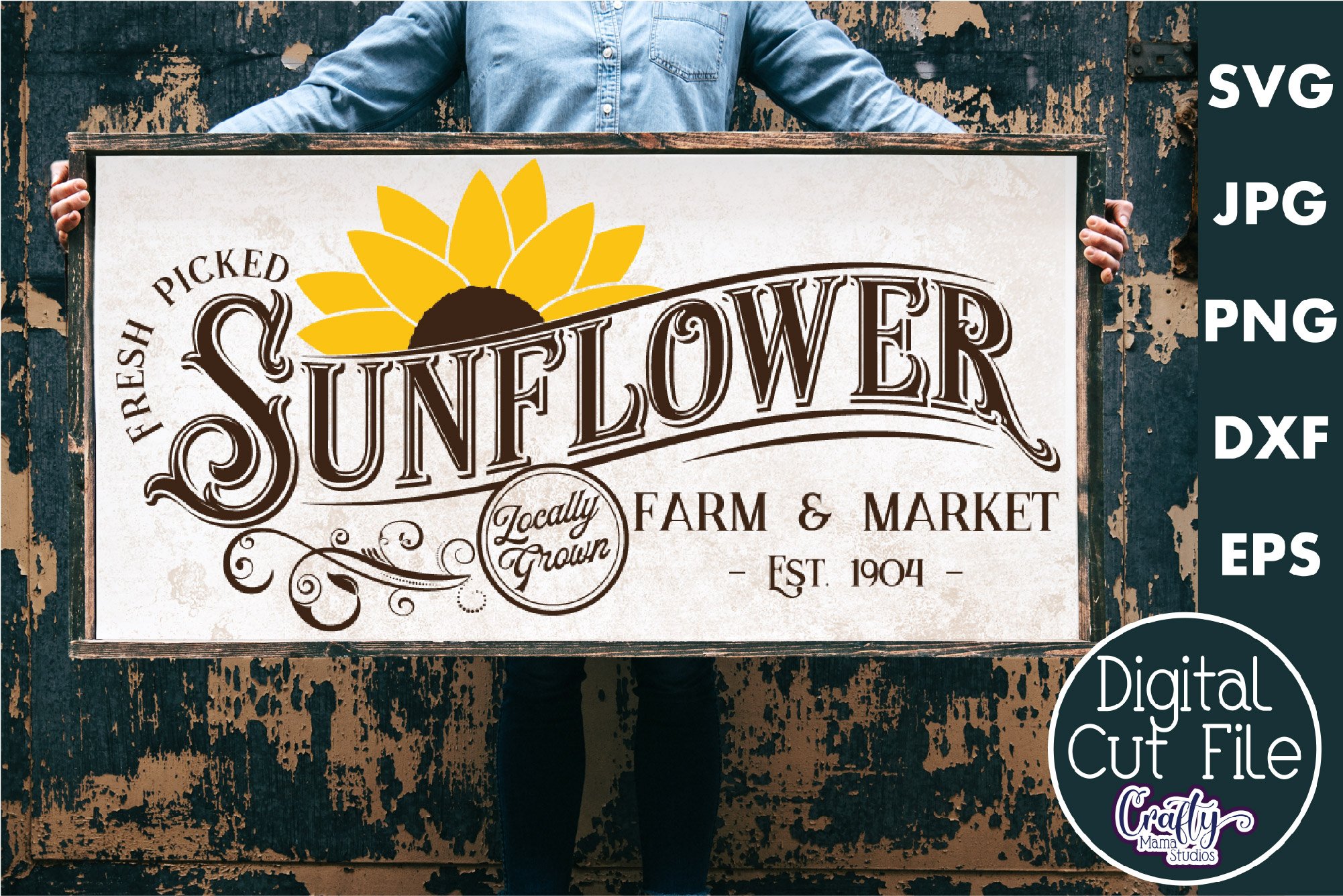 Sunflower Market Logo Farmers Market Vector Emblem, Badge, Label With