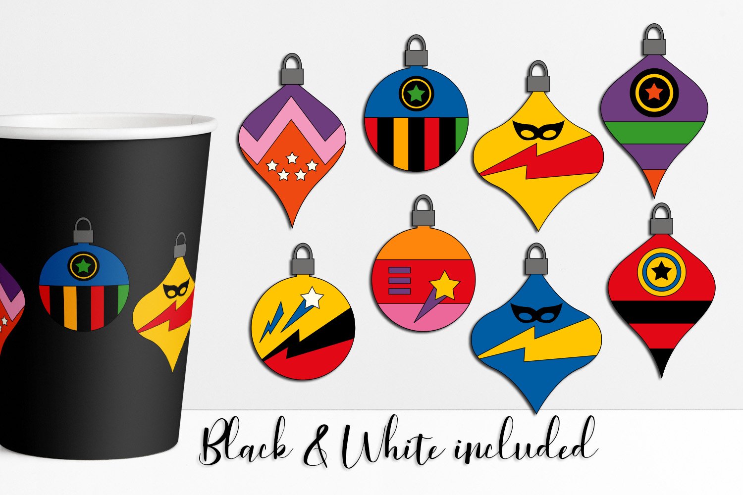 Superheroes Clipart Black And White Christmas
