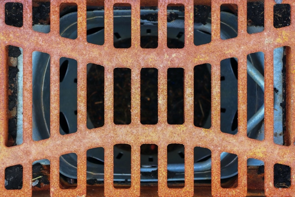 View into a gully - old metal surface background (1384285 ...