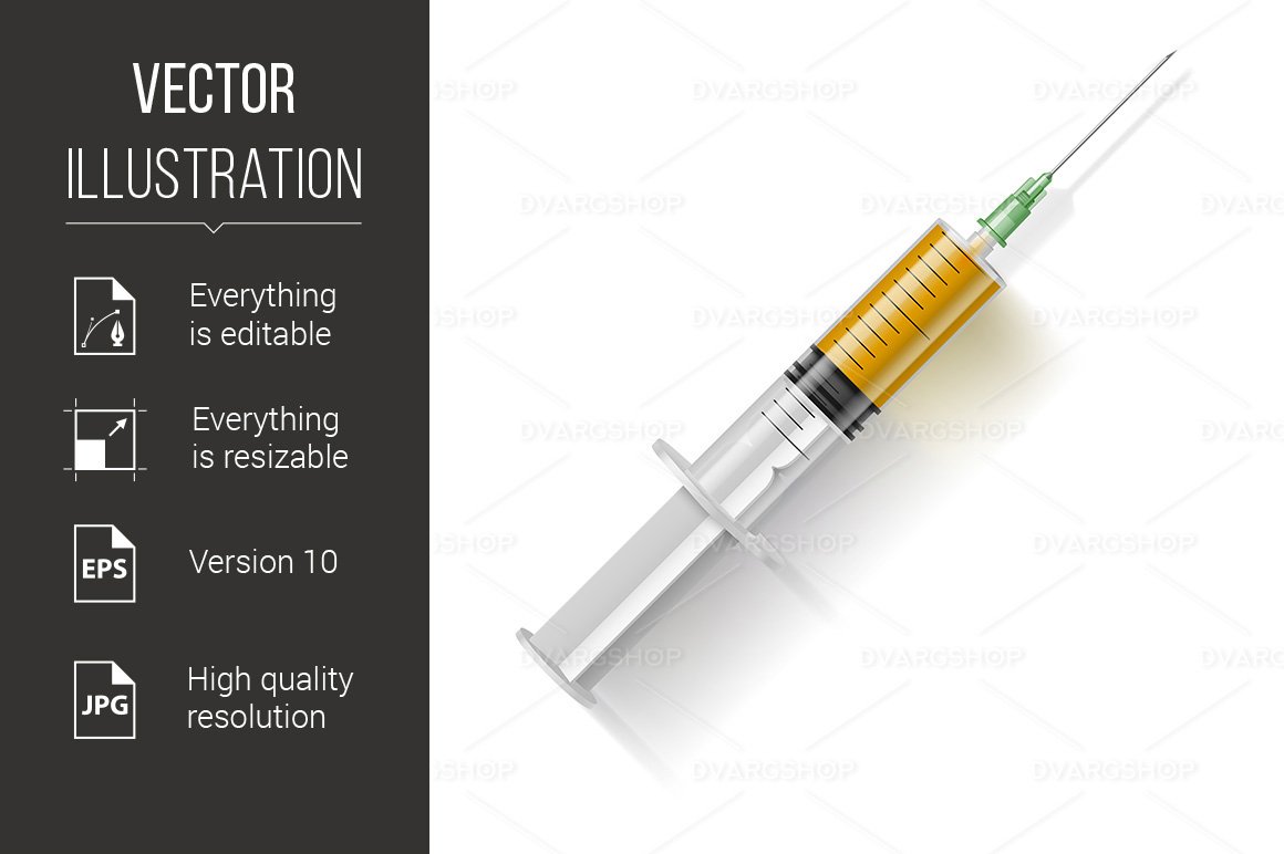 Syringe with yellow liquid (1834586) | Vectors | Design Bundles