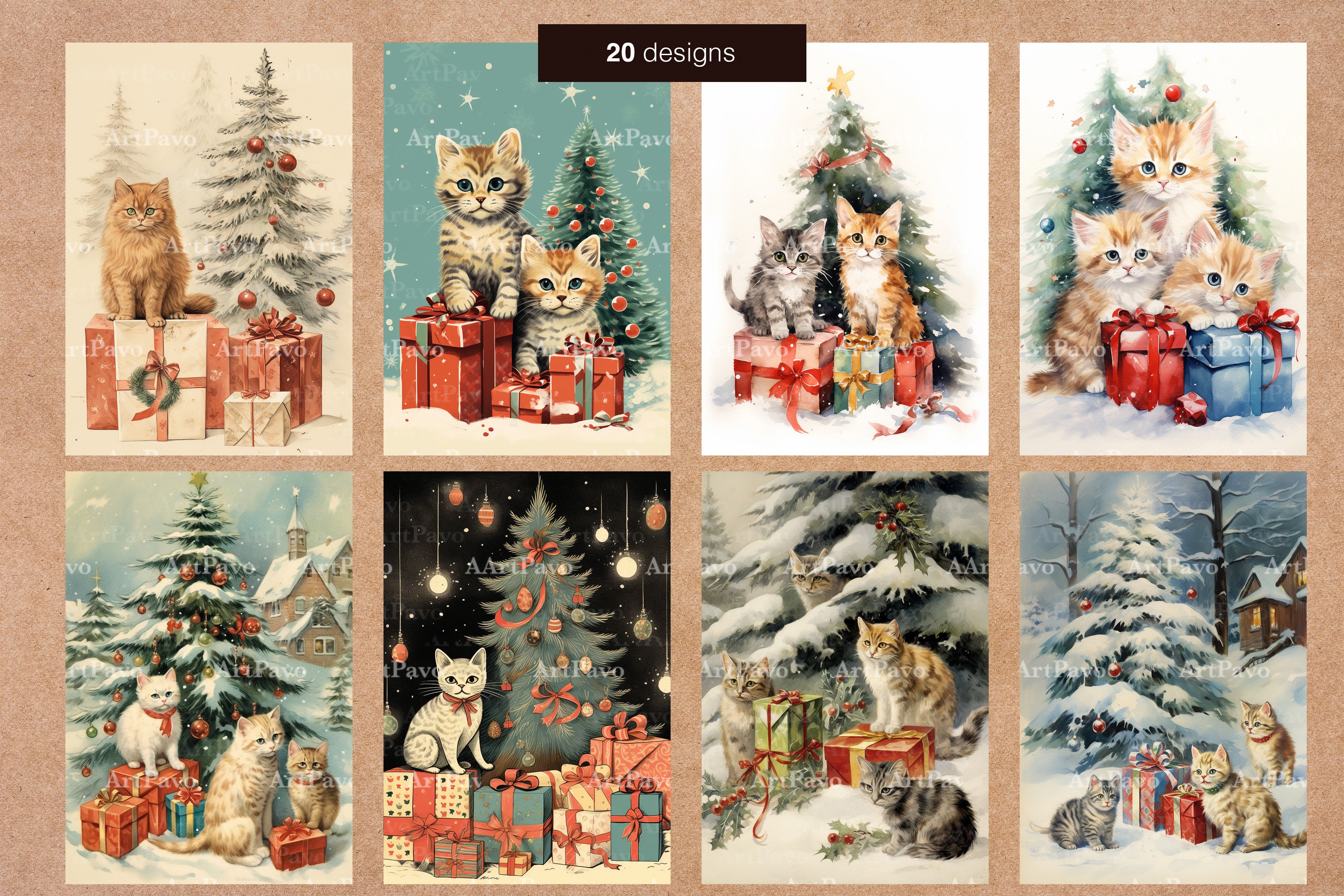Vintage Christmas Cats