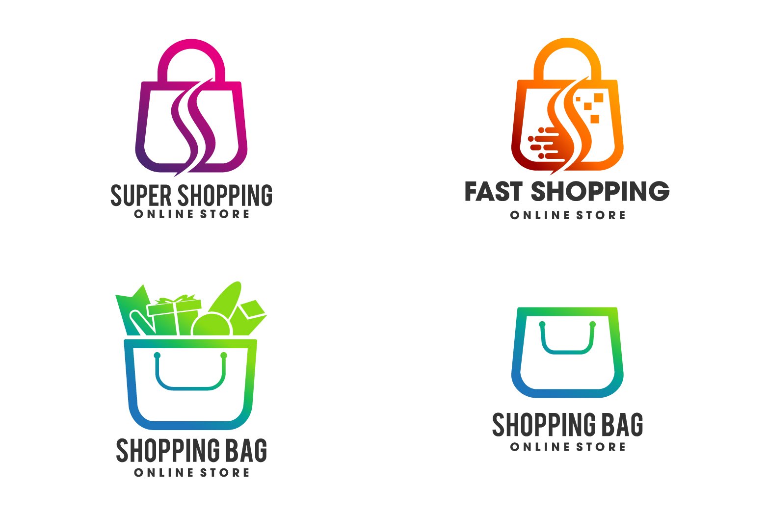 Creative Shopping bag logo templates, Online shop logos (1394116 ...