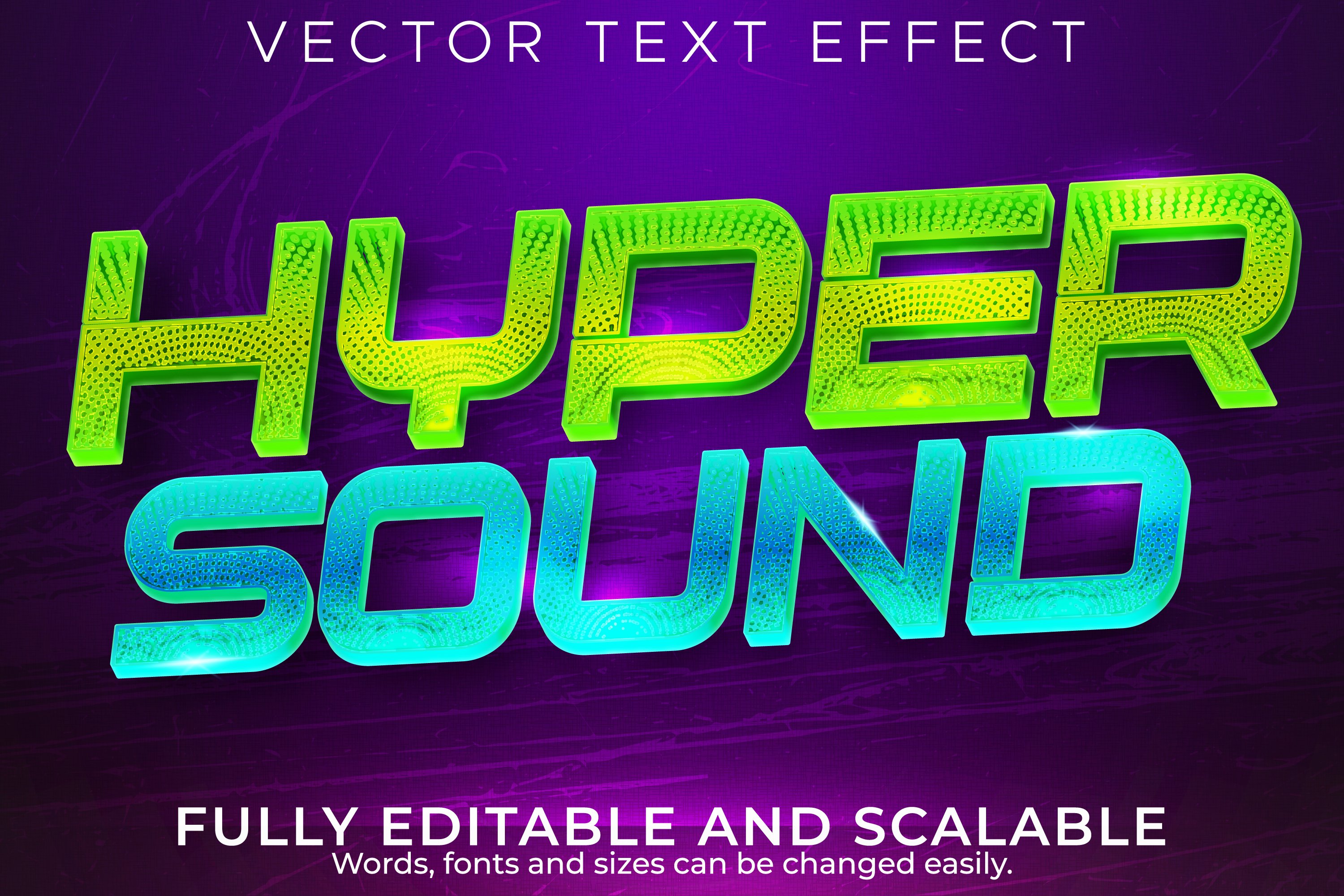 Sound music text effect, editable bar and club text style