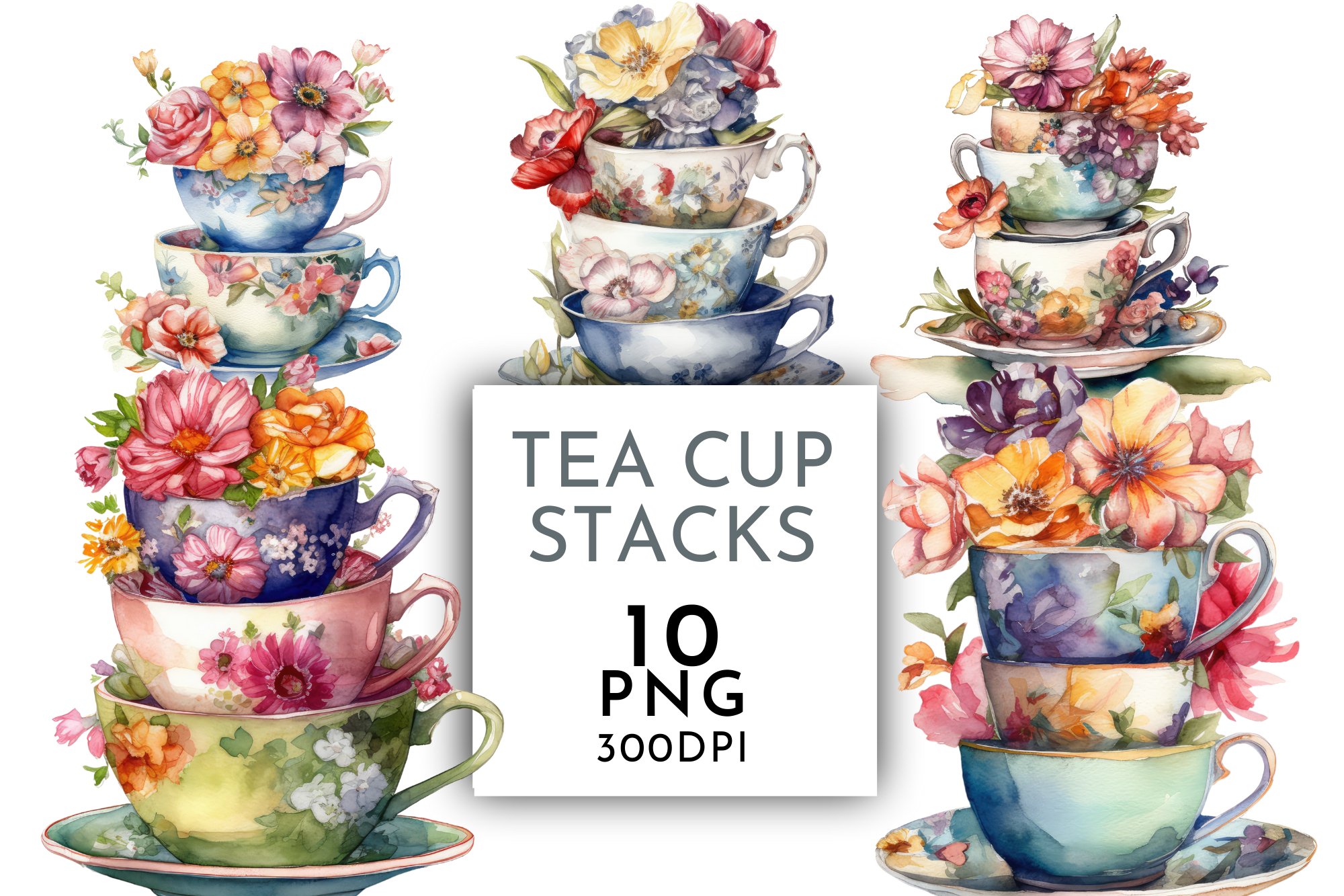 Stacked Tea Cups Clip Art
