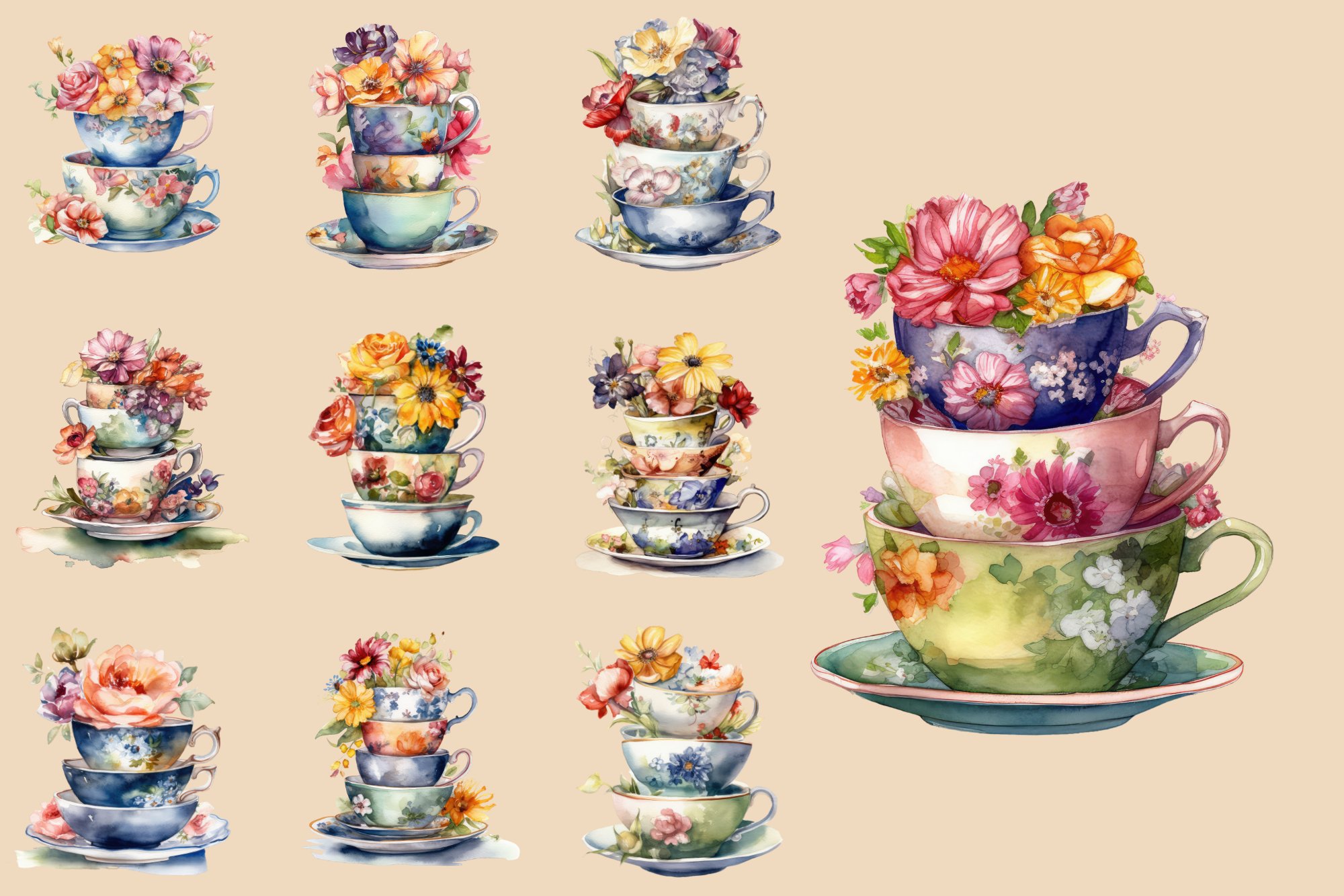 Teacup Stack Clipart