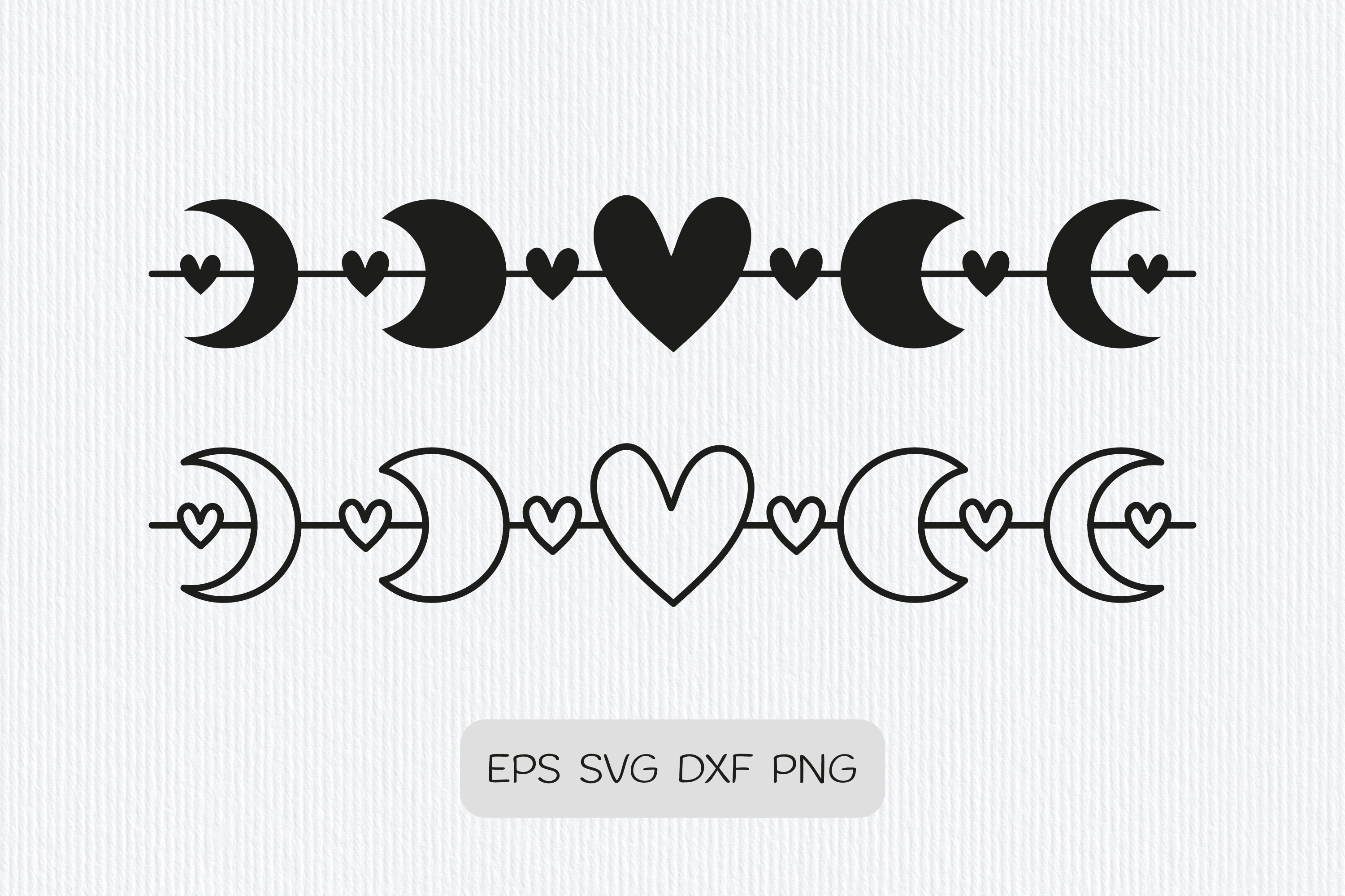 Lovely moon phases with hearts. (2170342) | Elements | Design Bundles