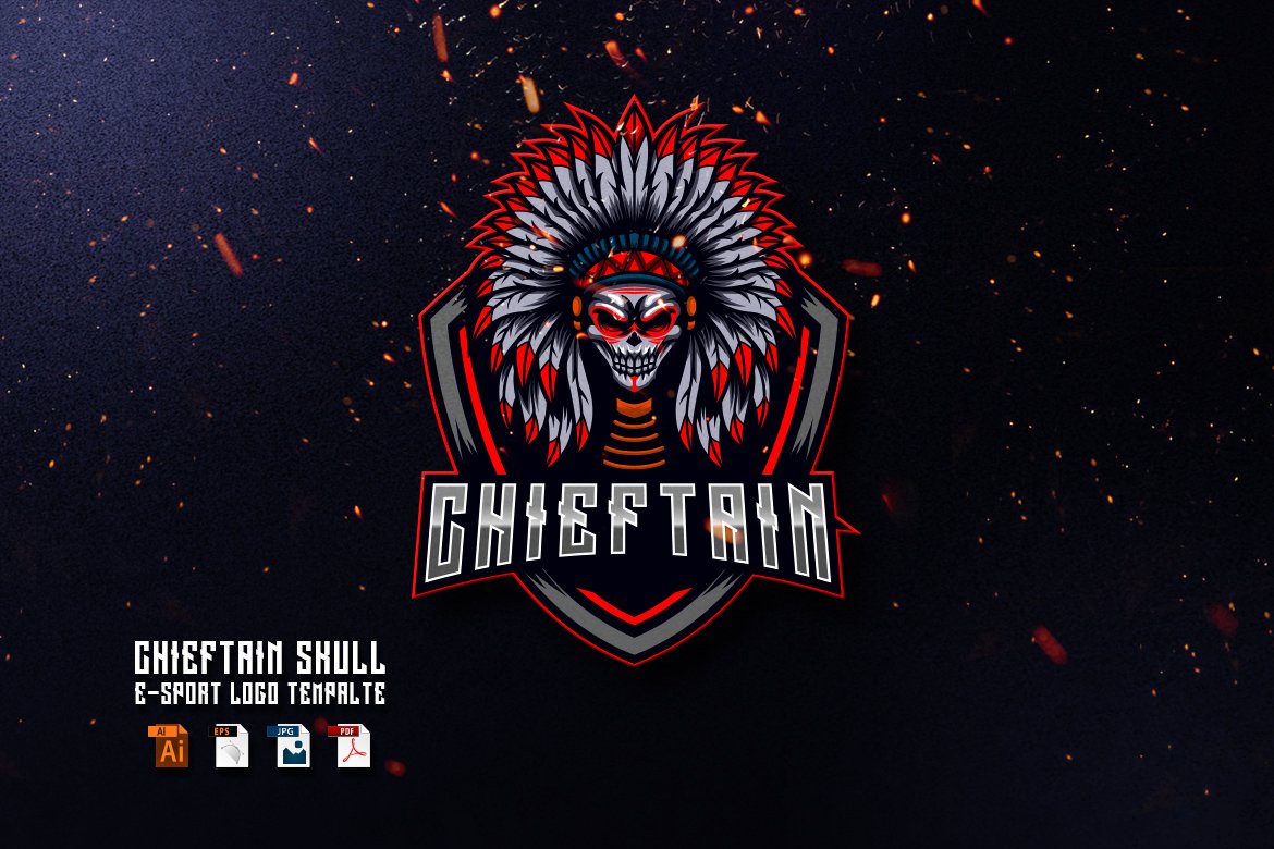 chieftain Skull E-Sport logo design template (1811500) | Logos | Design ...