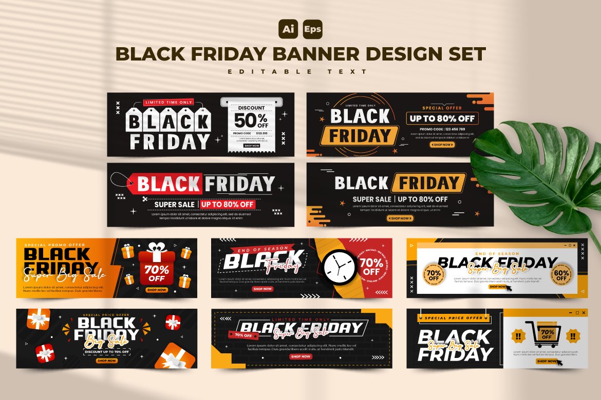 Black Friday Banner Design Template V4 (2246285) | Customizable ...