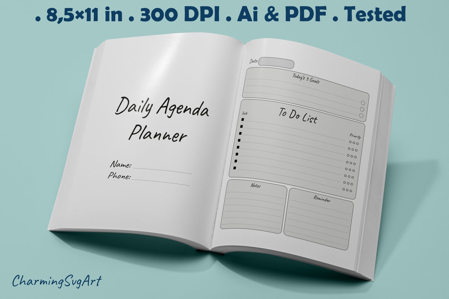 Daily Agenda Planner (2191379) | Templates | Design Bundles