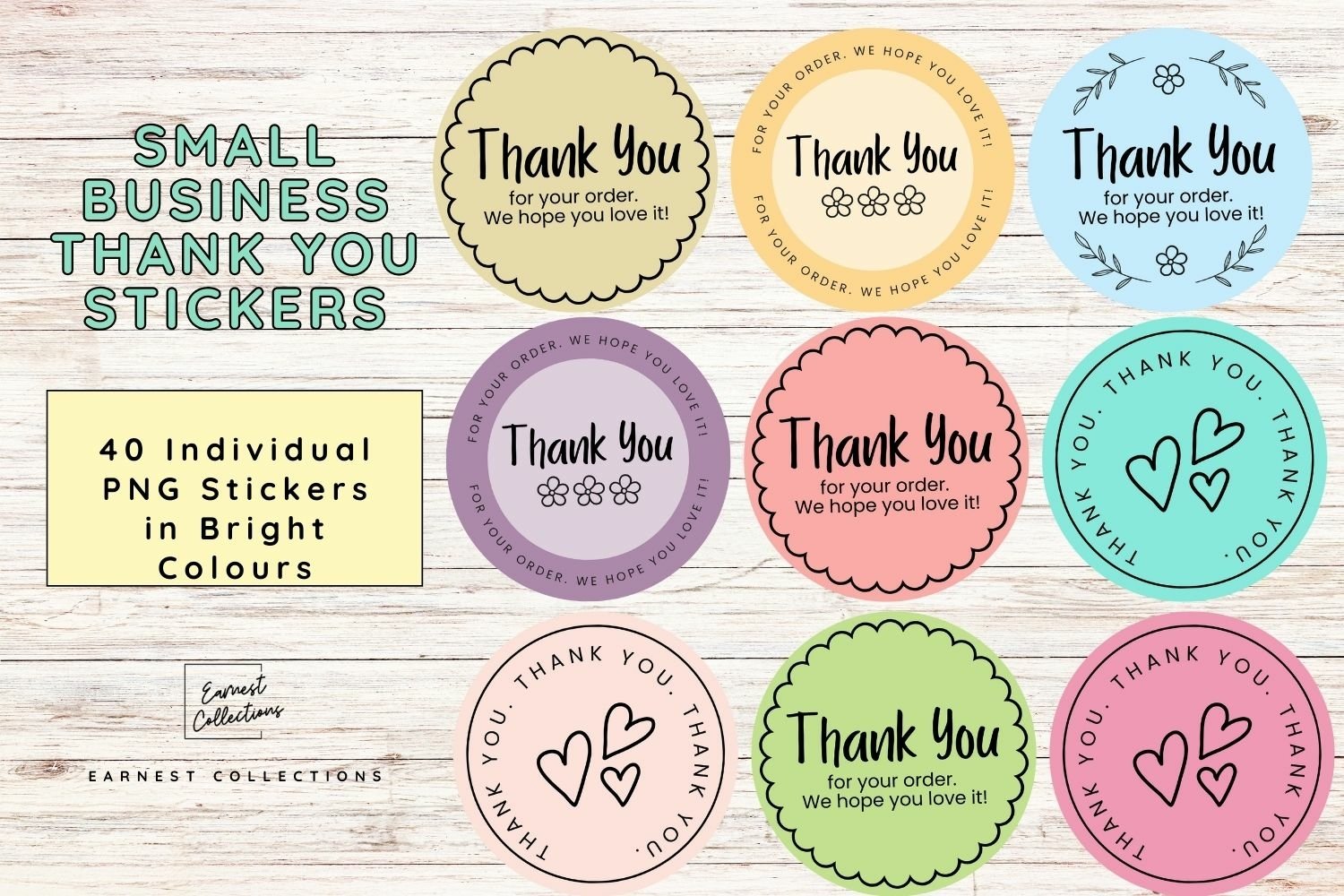 40 Round Printable Small Business Thank You Stickers
