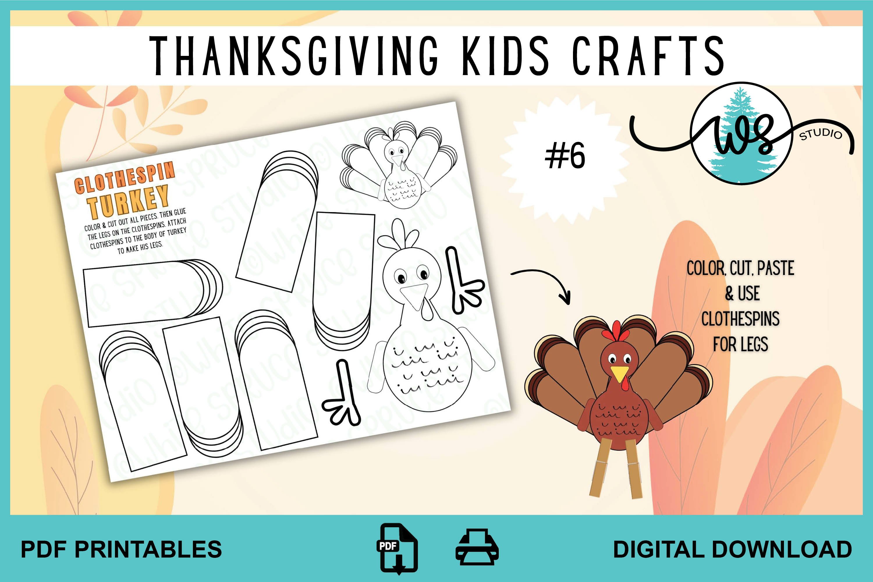thanksgiving coloring cut and paste pages