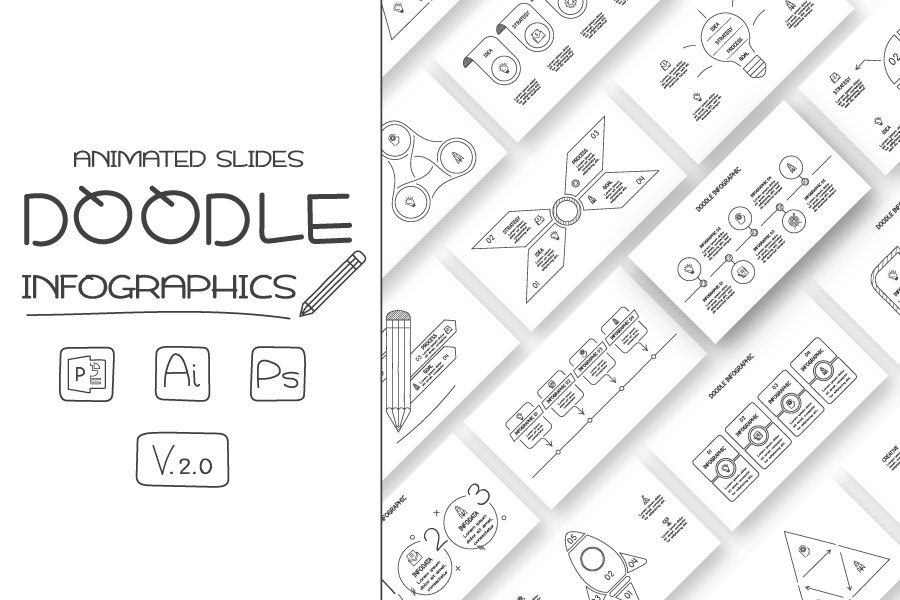 Doodle animated infographics V. 2.0 (1409124) | Powerpoint | Design Bundles