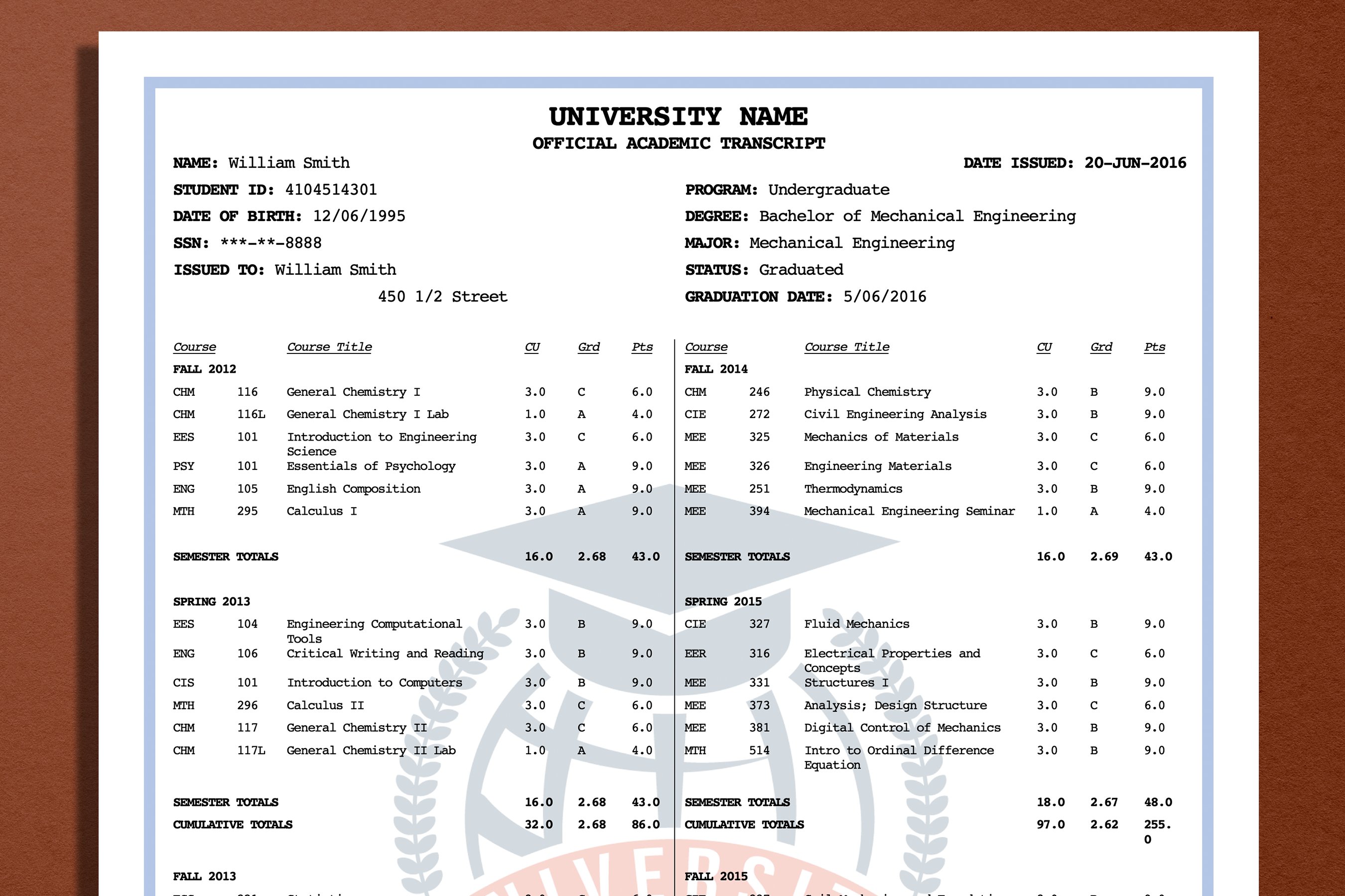 College Transcript Templates Examples Buy Now College University Match