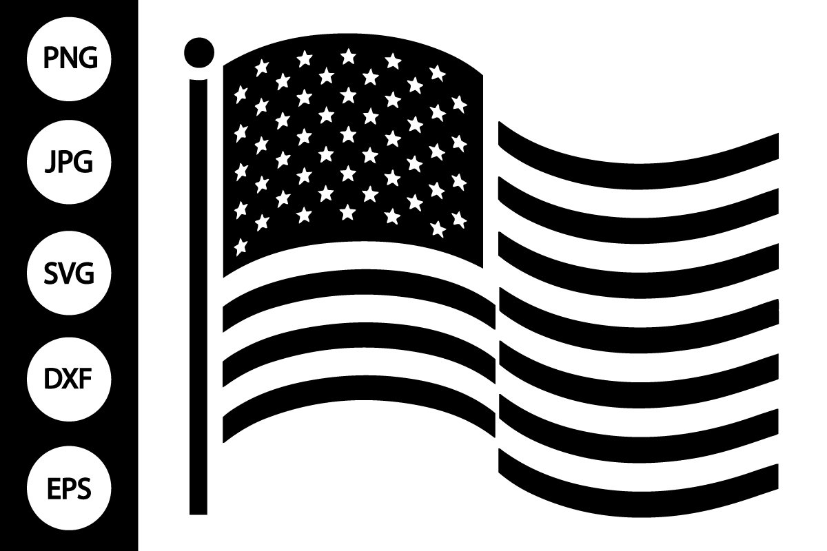 Waving American Flag Silhouette