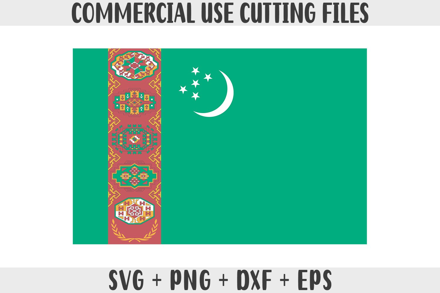 Turkmenistan Flag SVG Original Colors - Cut files for Cricut