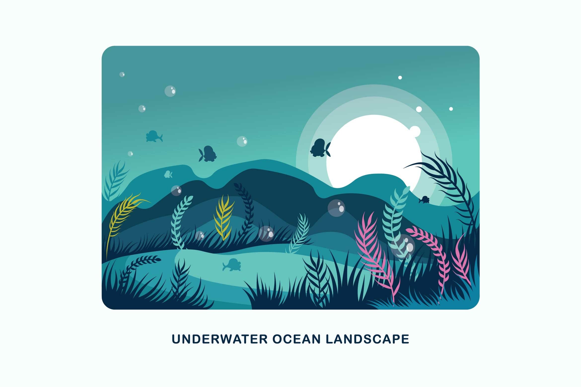 Underwater Ocean Landscape Vector Illustration