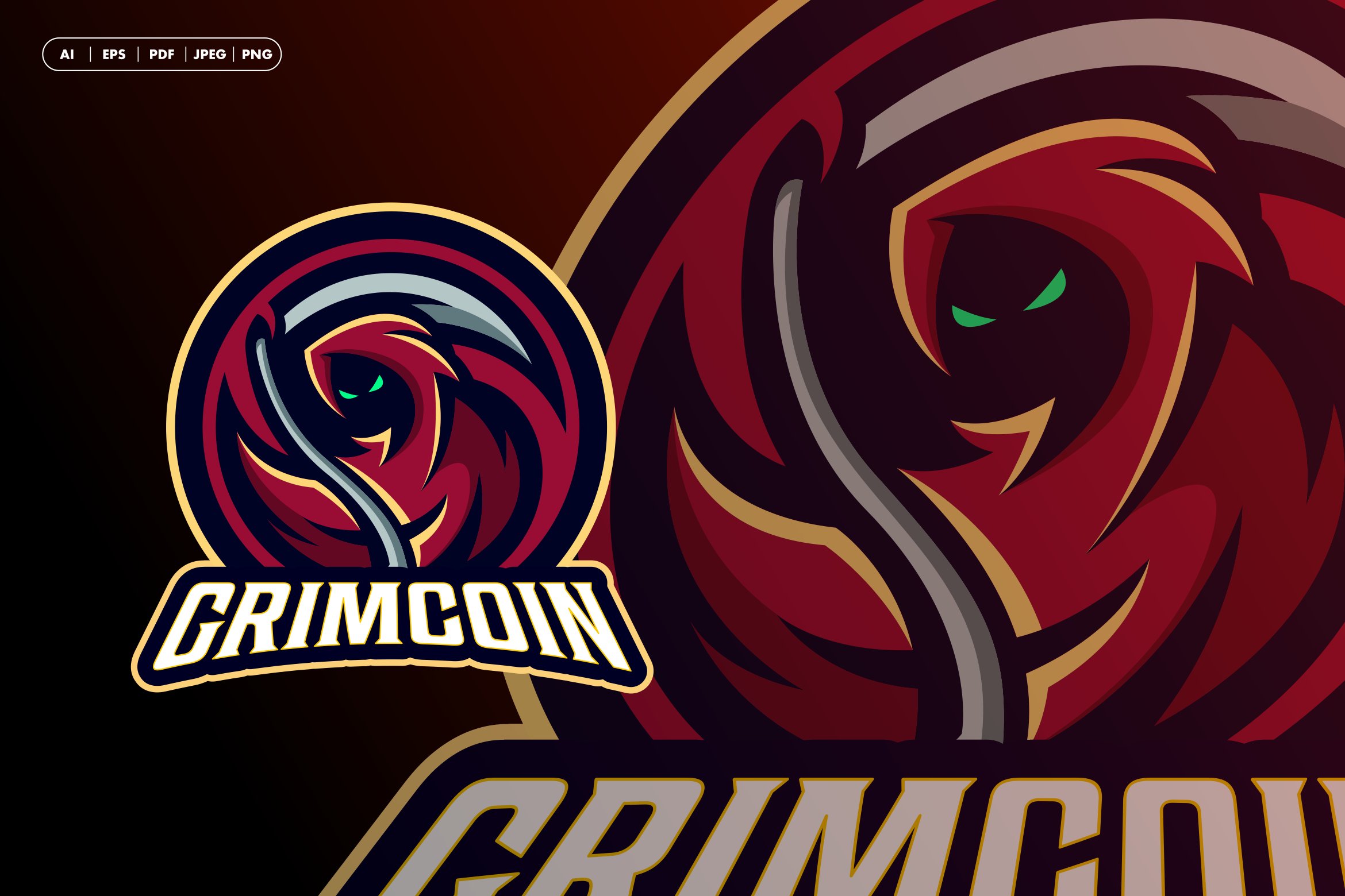 Grim Token Mascot Logo Template (1809629) | Logos | Design Bundles