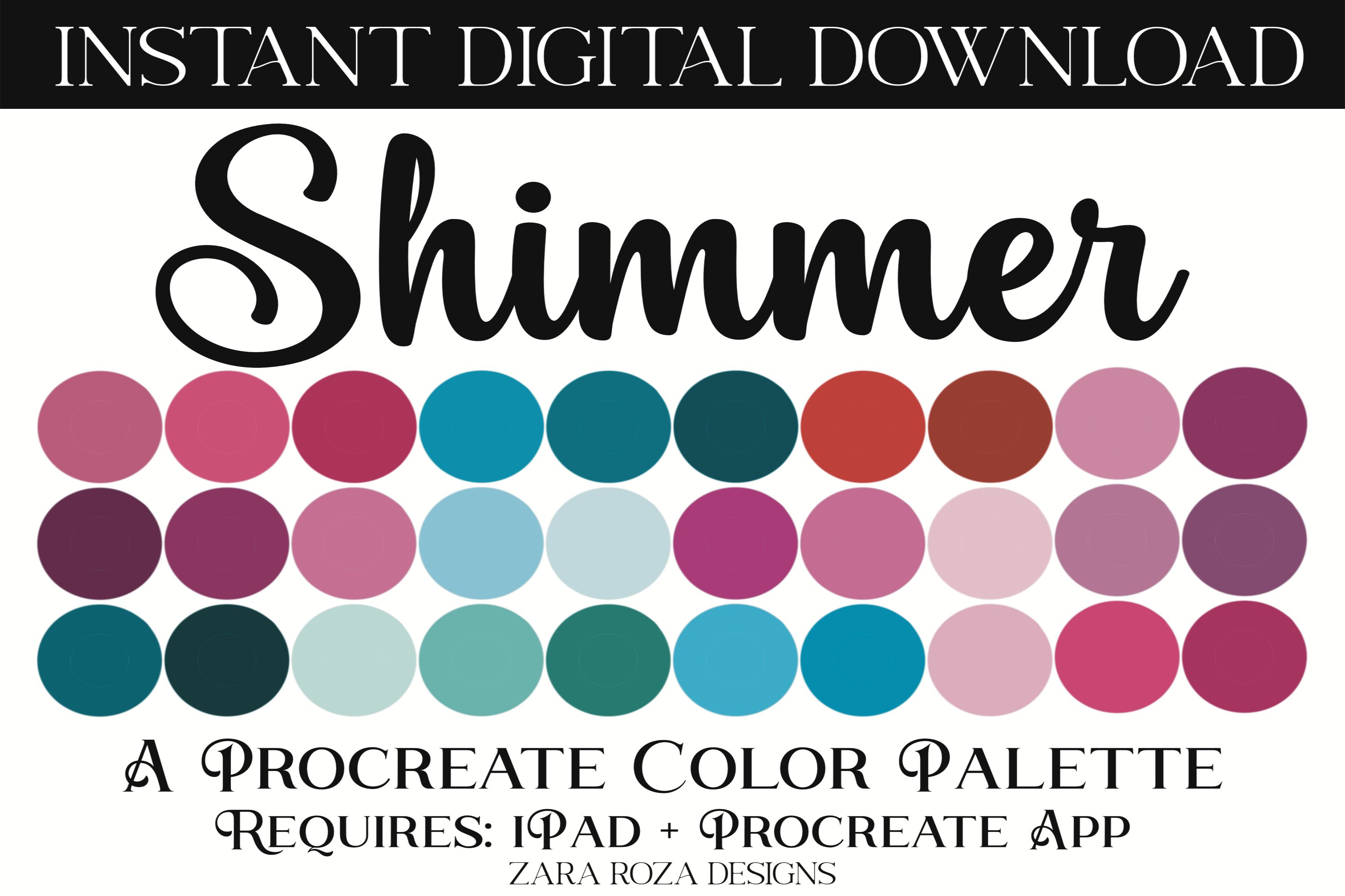 Shimmer - Procreate Color Palette, 30 Swatches, Digital Art