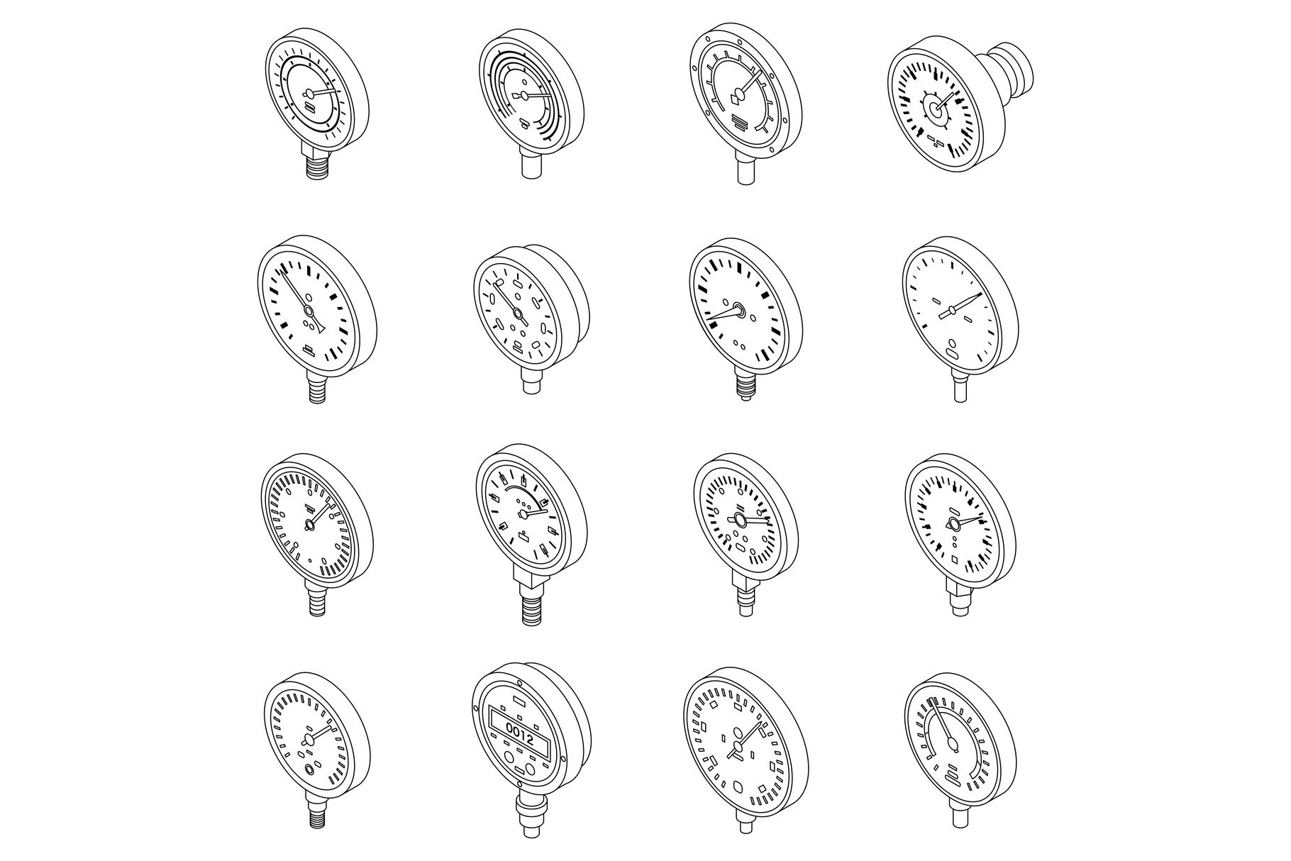 Manometer icons set vector outline (2208632) | Icons | Design Bundles