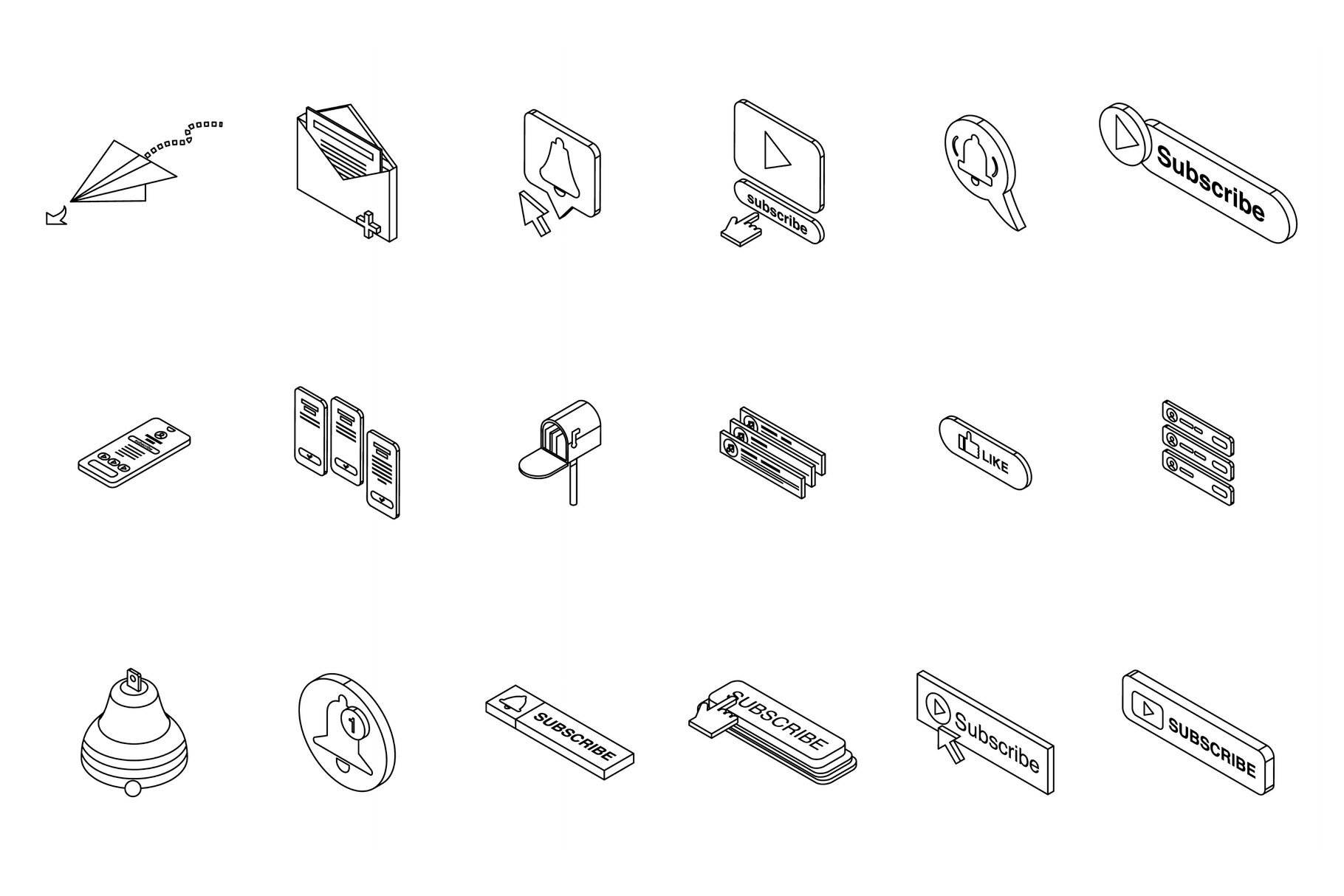 Subscribe icons set vector outline (2208949) | Icons | Design Bundles