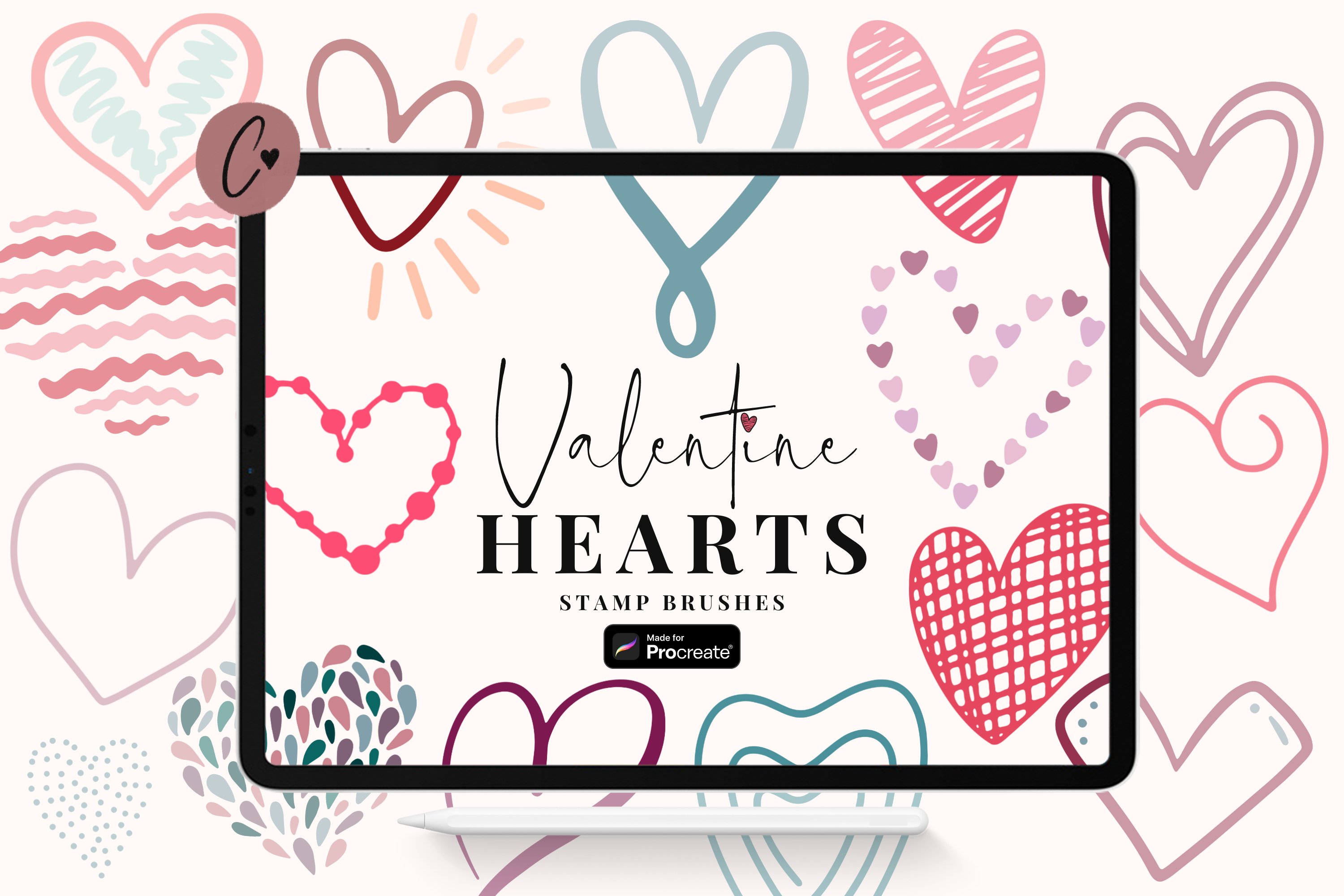 Valentine Heart Procreate Stamp Brushes