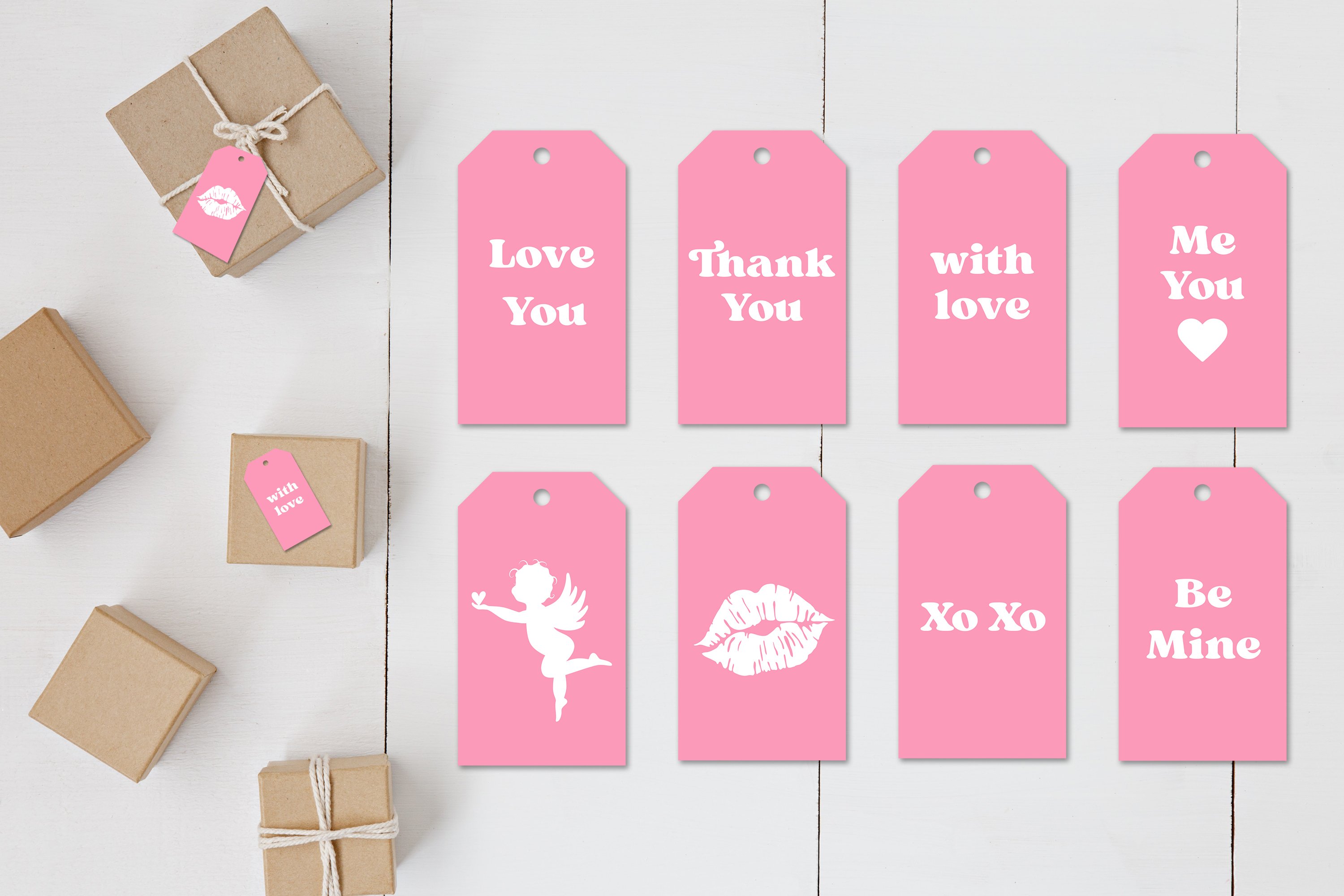 8 designs for Valentine's gift tags