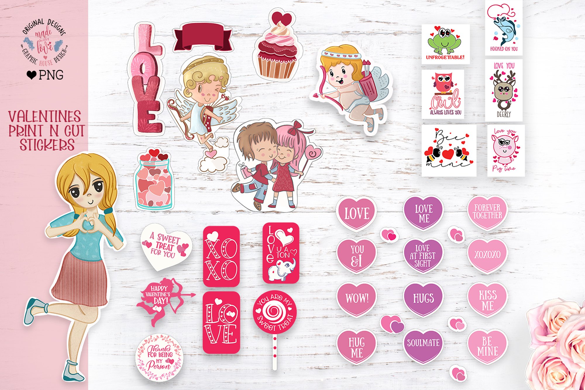 Printable Valentines Stickers - Print n Cut Love Stickers