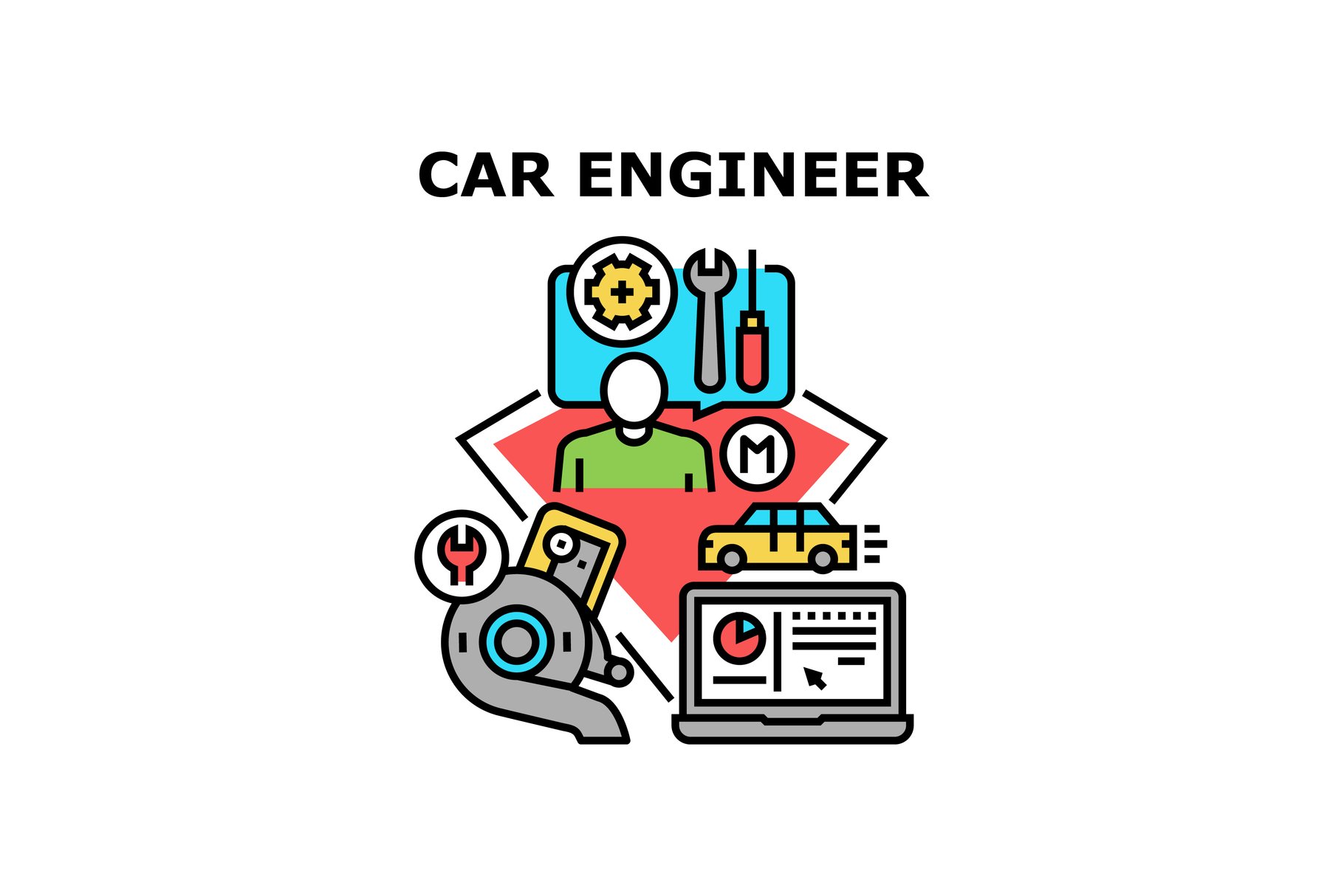 Car Engineer Vector Concept Color Illustration (1790788) | Icons ...