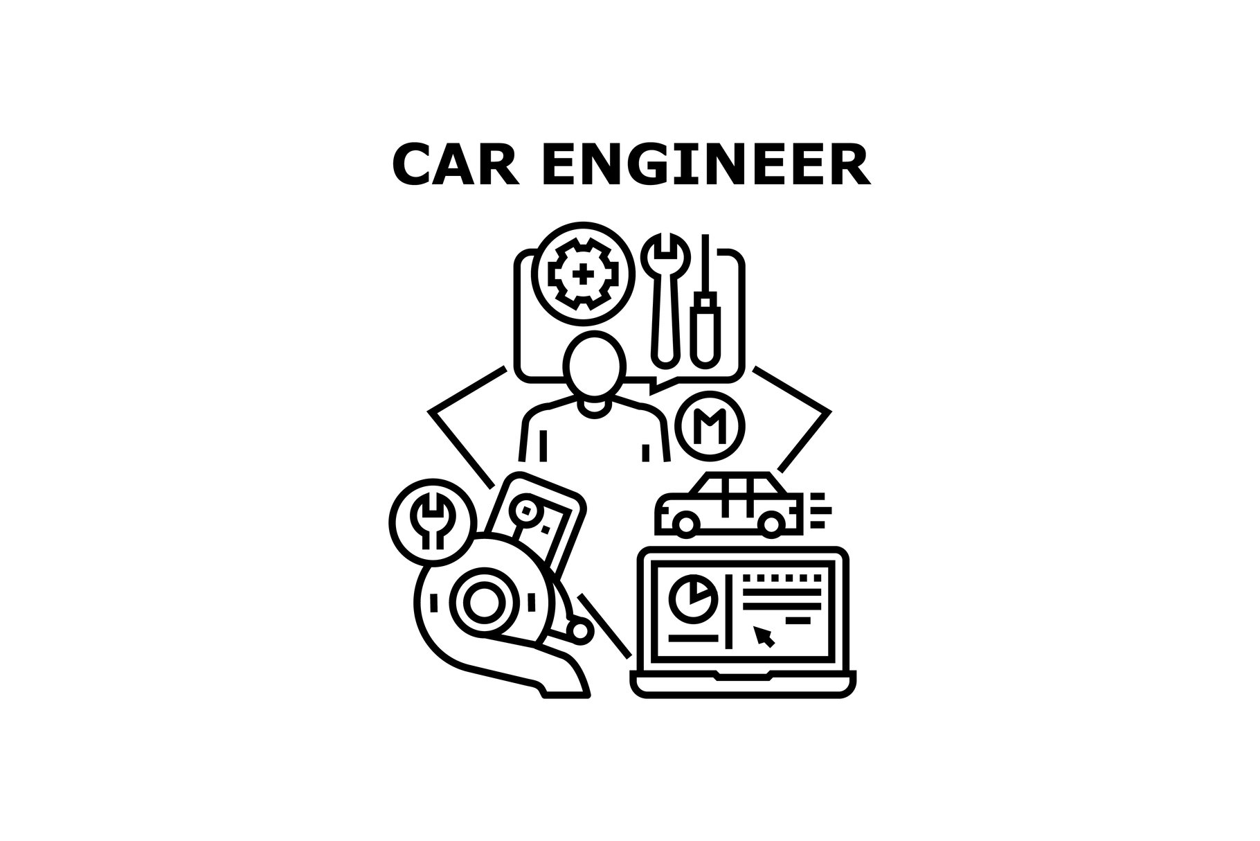 Car Engineer Vector Concept Black Illustration (1790789)
