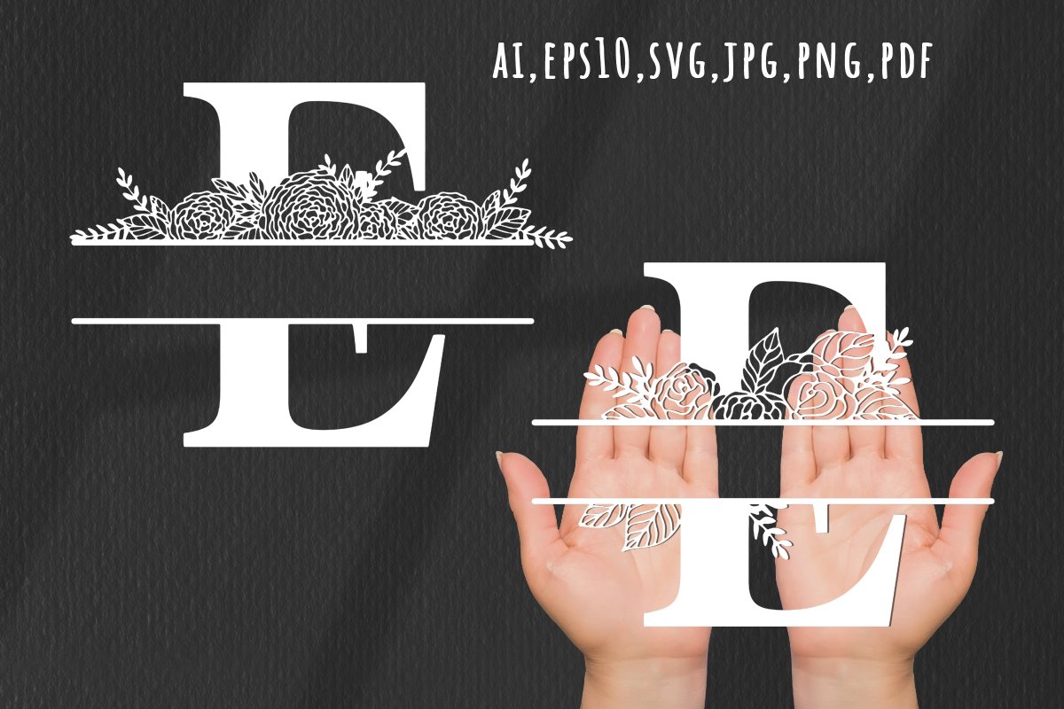 Flower Split Monogram. Letter E (1840896) | Monograms | Design Bundles