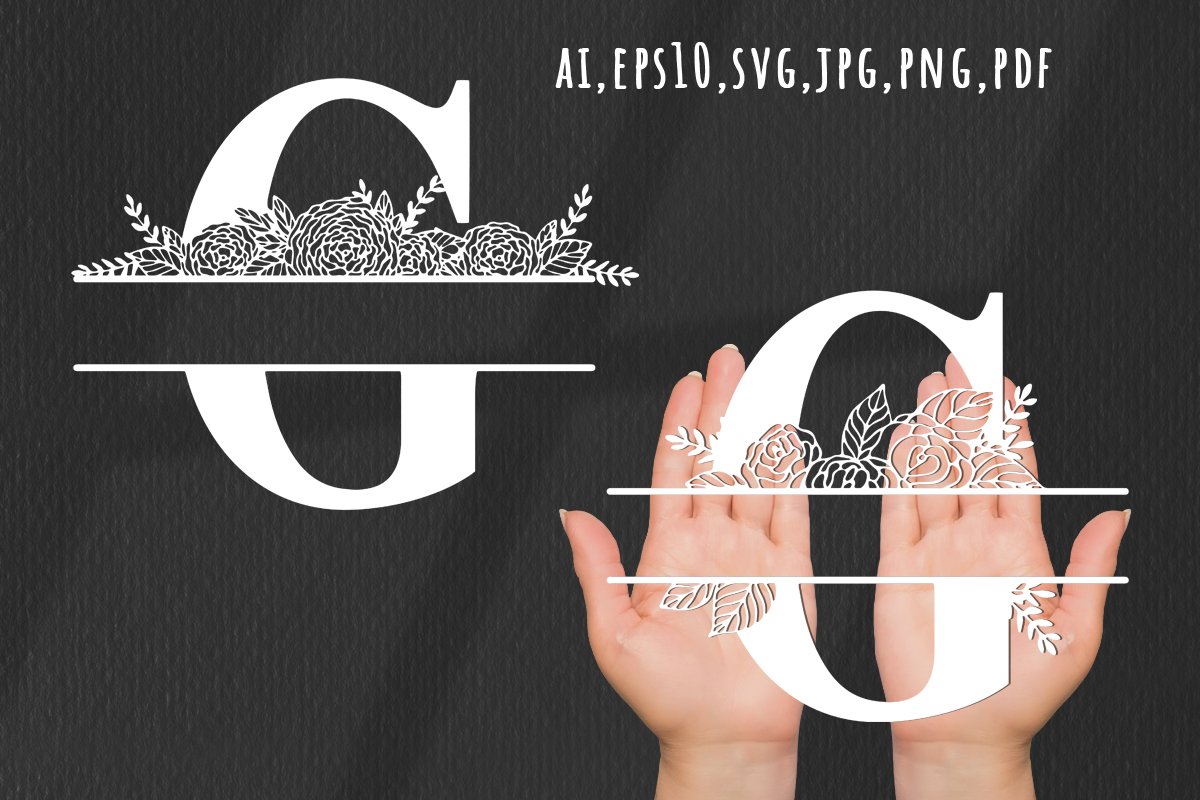 Flower Split Monogram. Letter G (1840898) | Monograms | Design Bundles