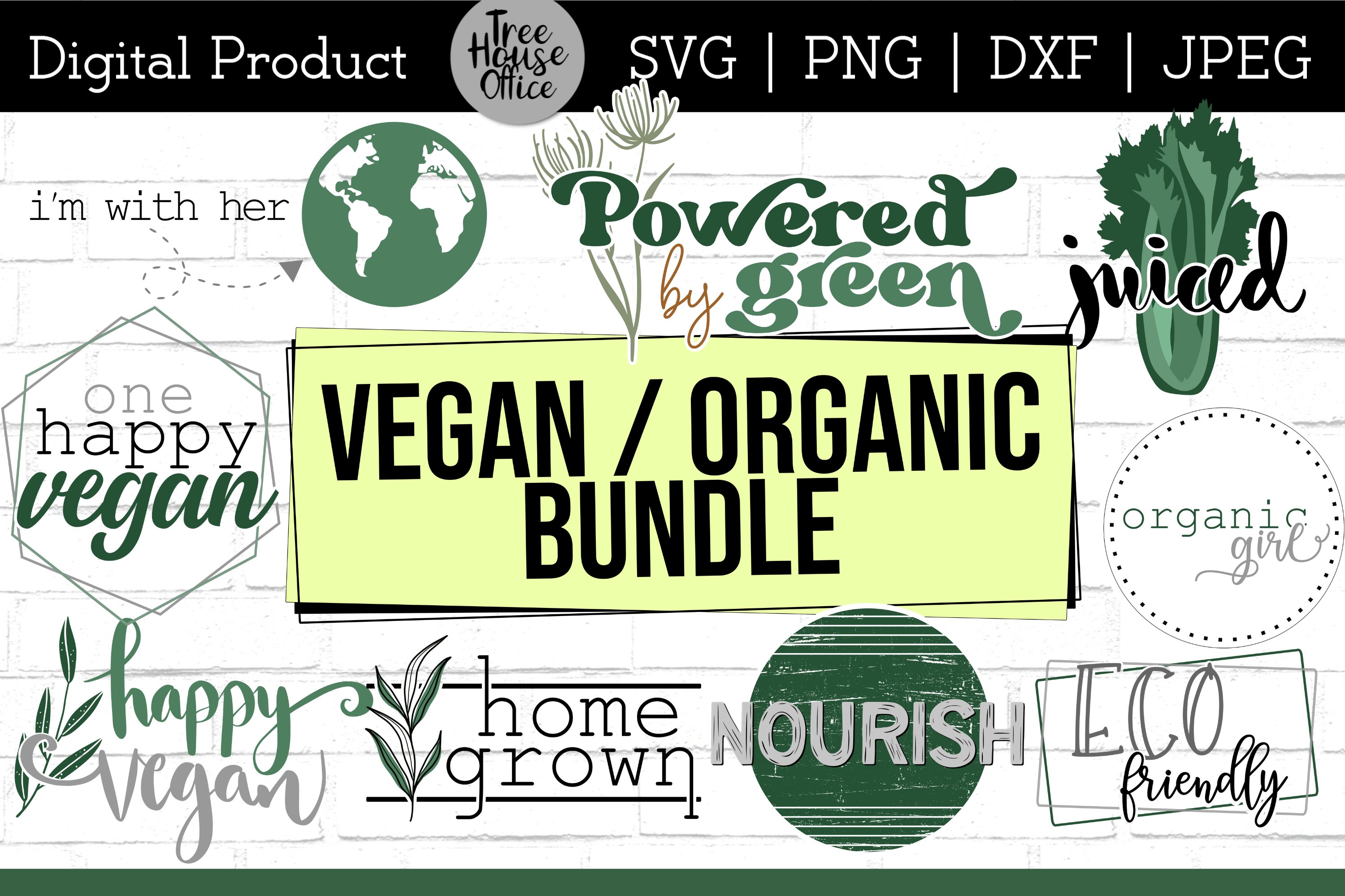 Vegan Quotes SVG Bundle, Organic Healthy Natural Cut Files