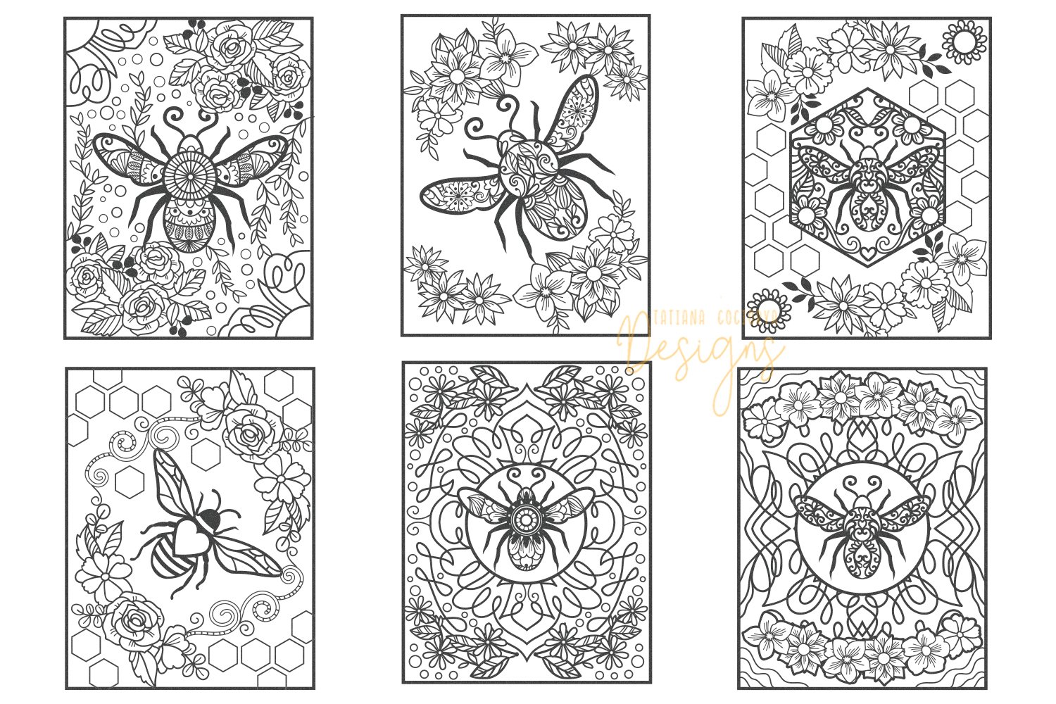 bee coloring pages for adults printable