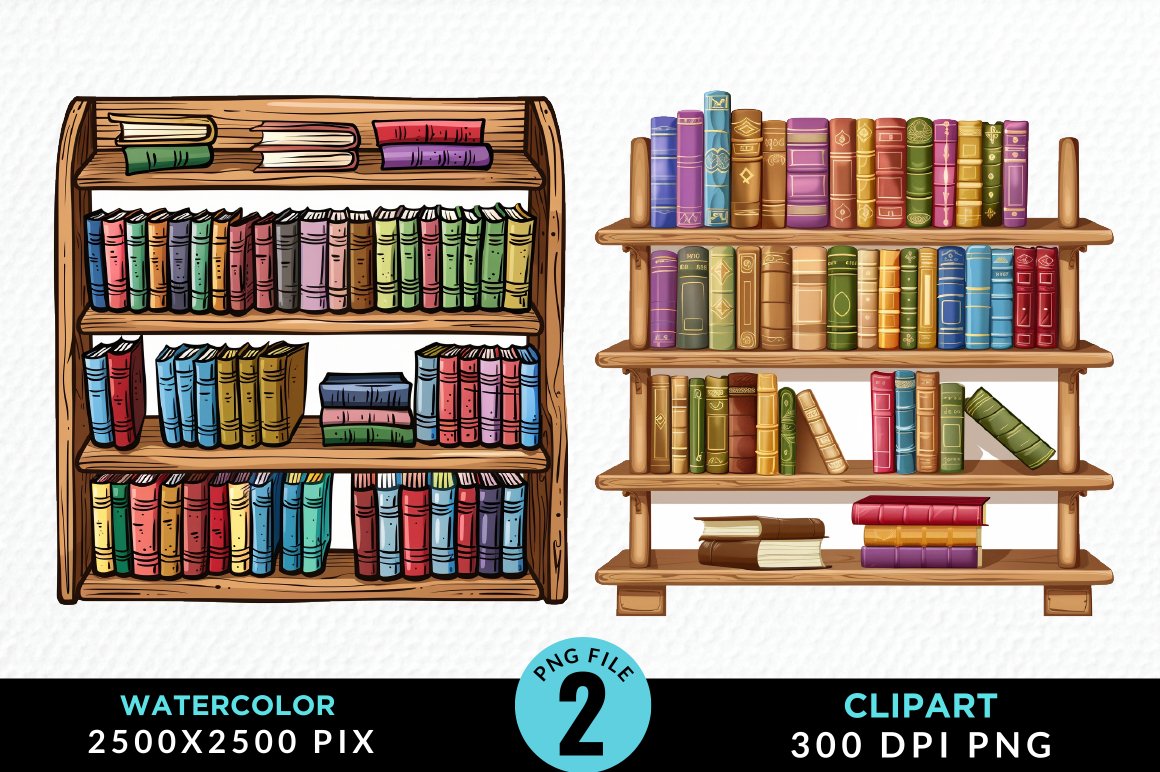Bookshelf Clipart Png