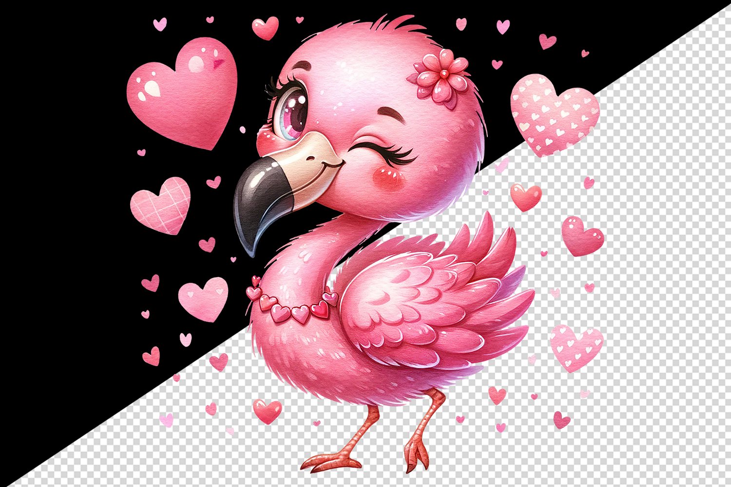 Flamingo Heart Clip Art