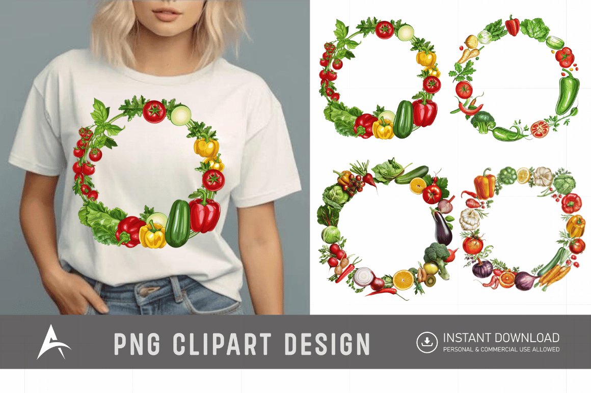 Vegetable Wreath Clip Art Watercolor Wreath With Vegetables Stock