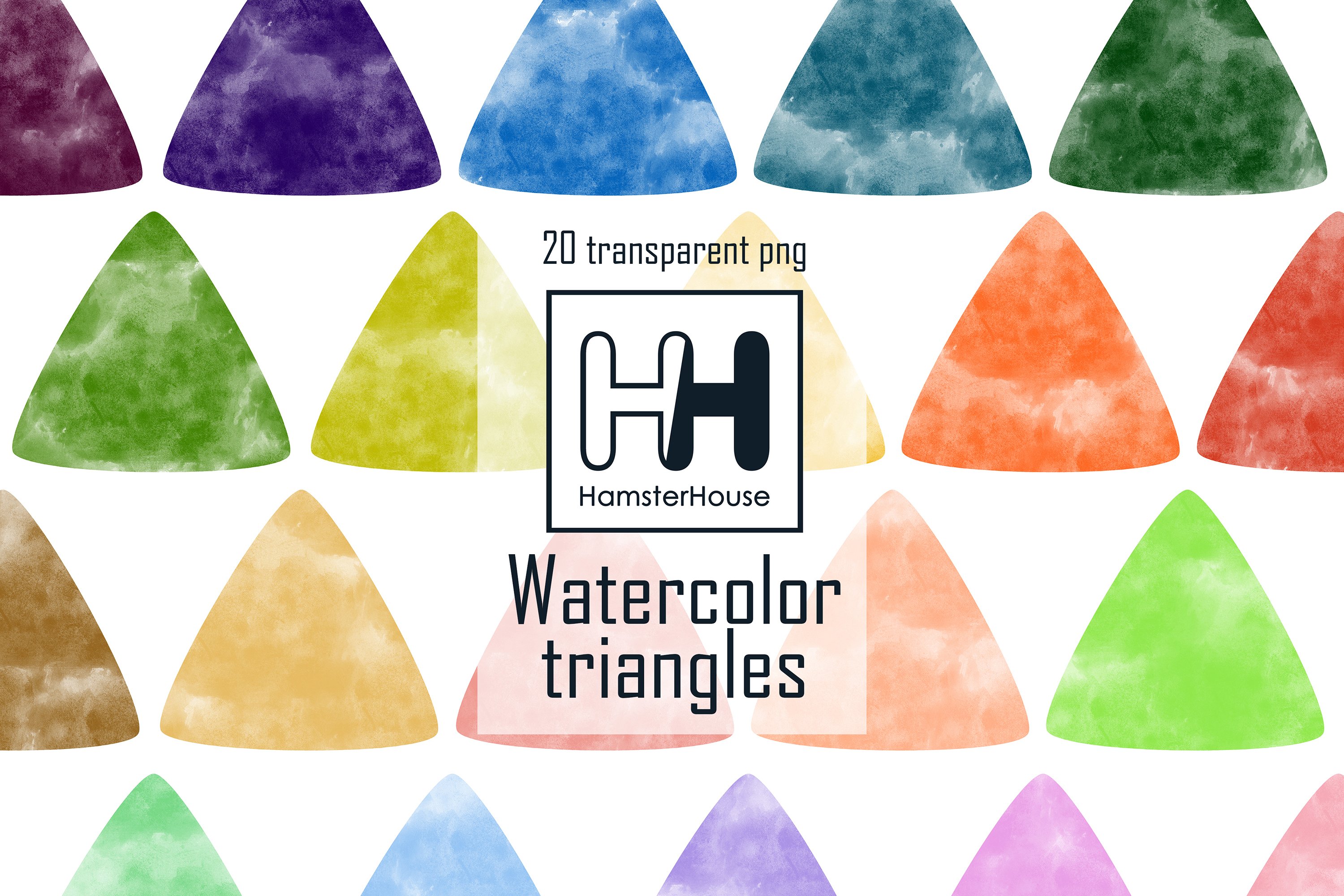 Watercolor rounded semi-transparent triangles, 20 png (1857916 ...