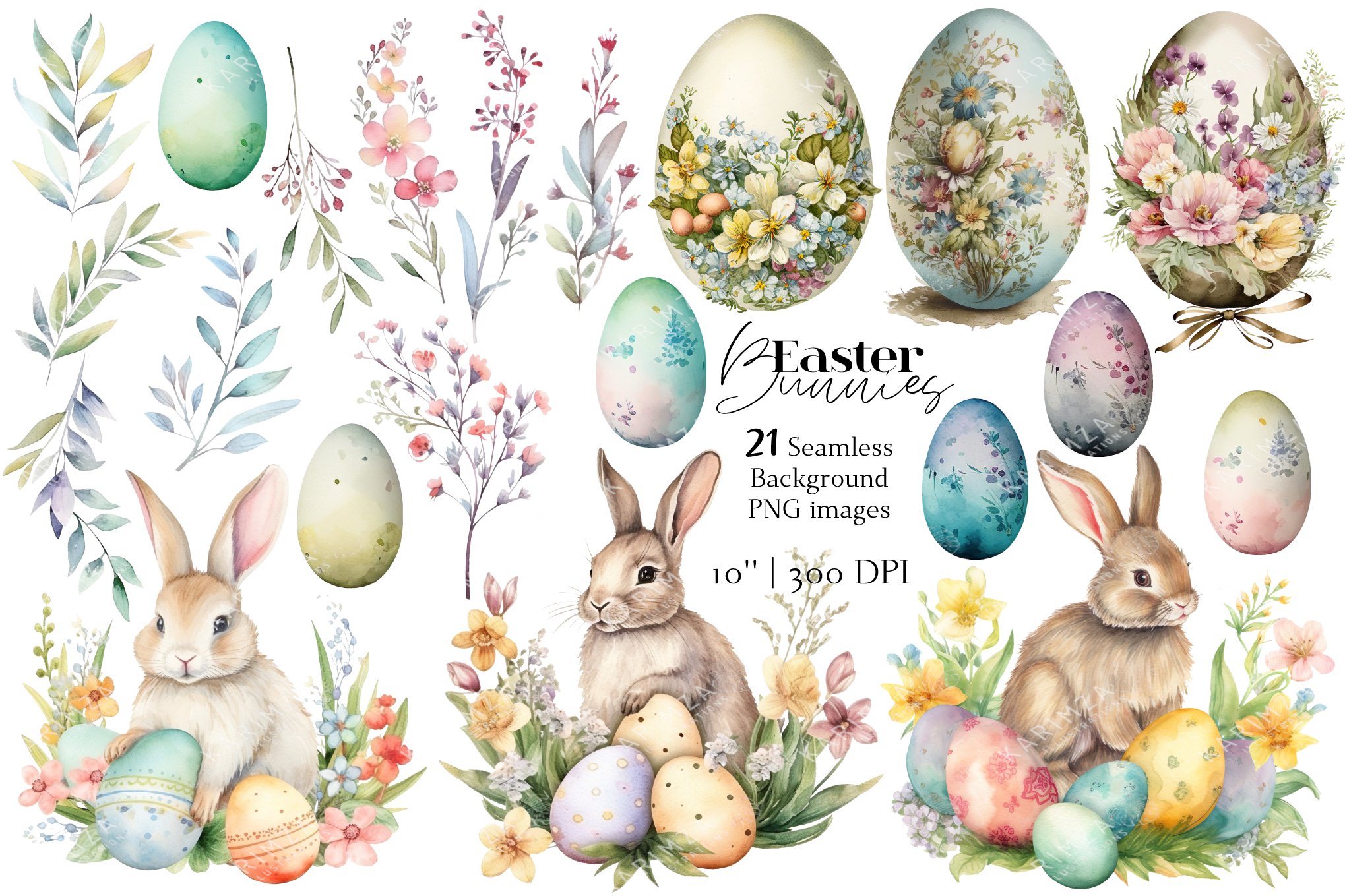 Easter Bunny Eggs Clip Art