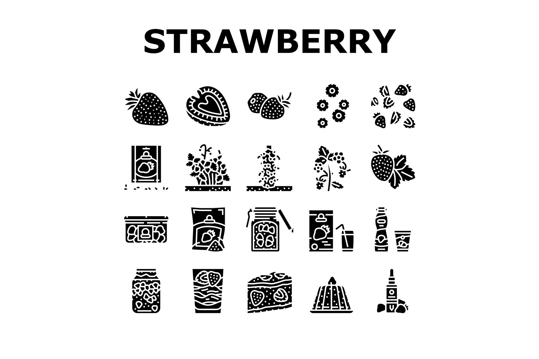 Strawberry Freshness Ripe Berry Icons Set Vector (2231926) | Icons ...