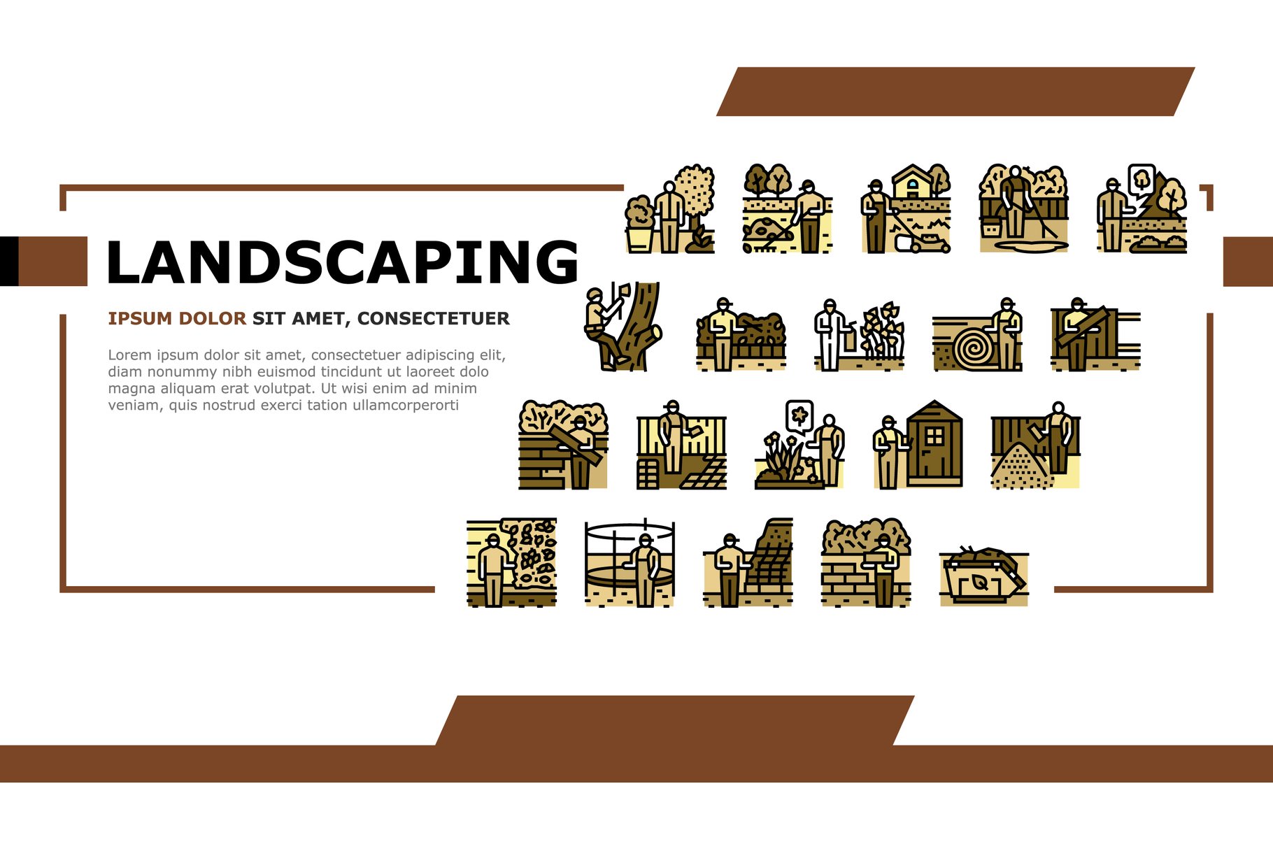 garden landscape lawn landscaping landing header vector (2232420 ...