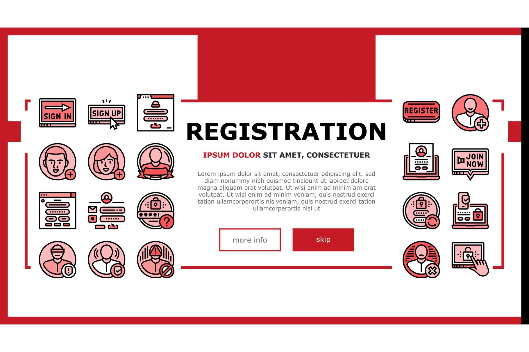 registration login website form landing header vector