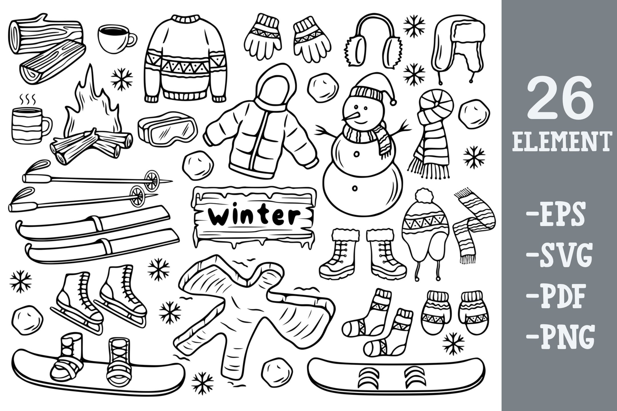Winter Season Clipart Black And White