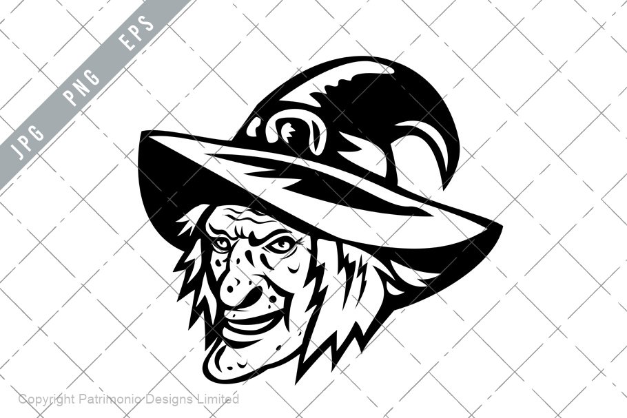 Witch Sorceress Head Side View Mascot Isolated (2288655 ...