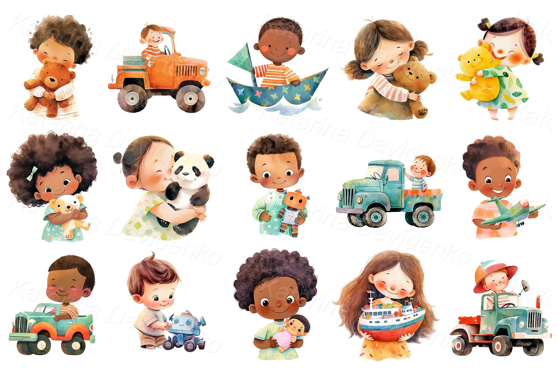 Children Playing Toys Clipart